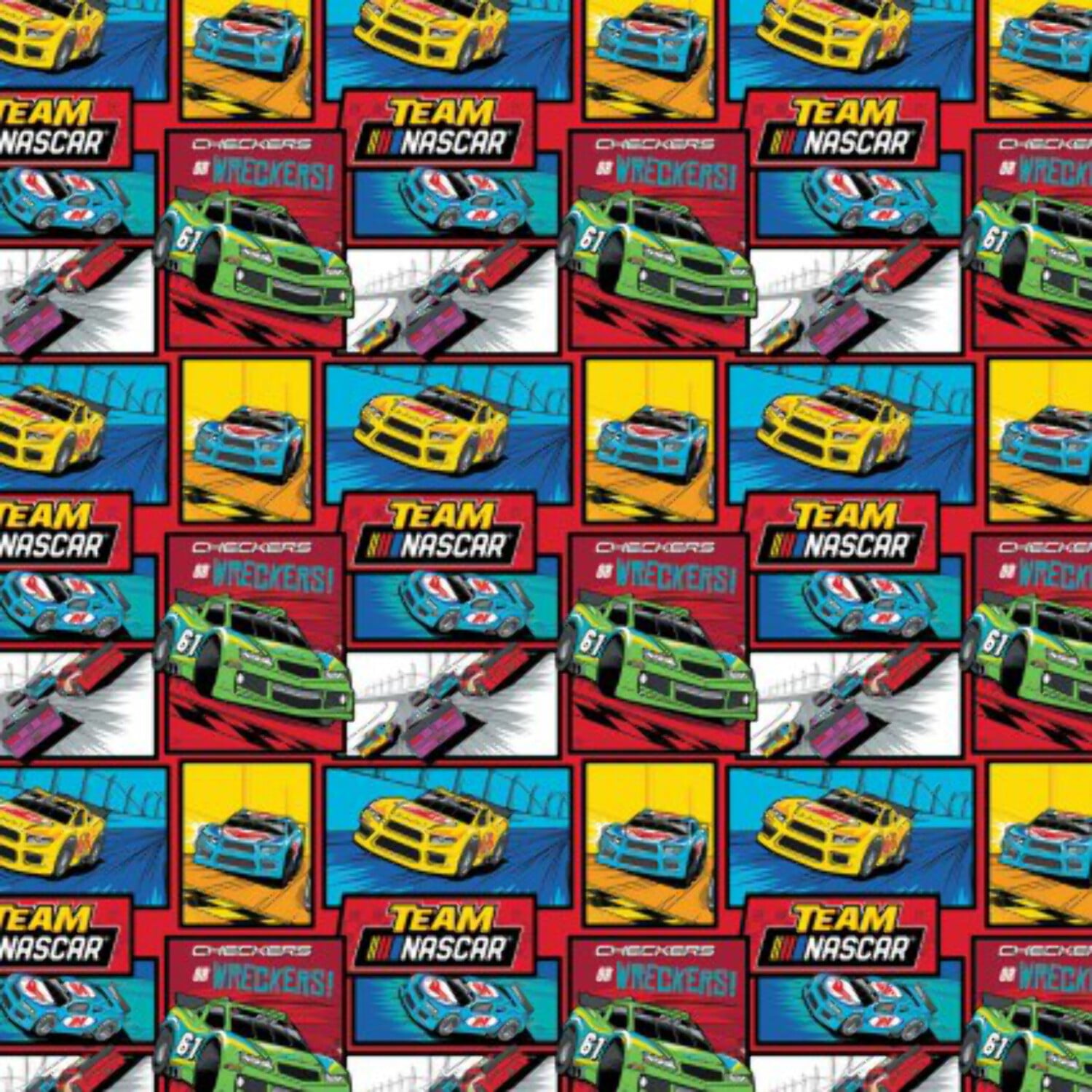 Team Nascar Chasing Checkers Cotton Fabric - Walmart.com