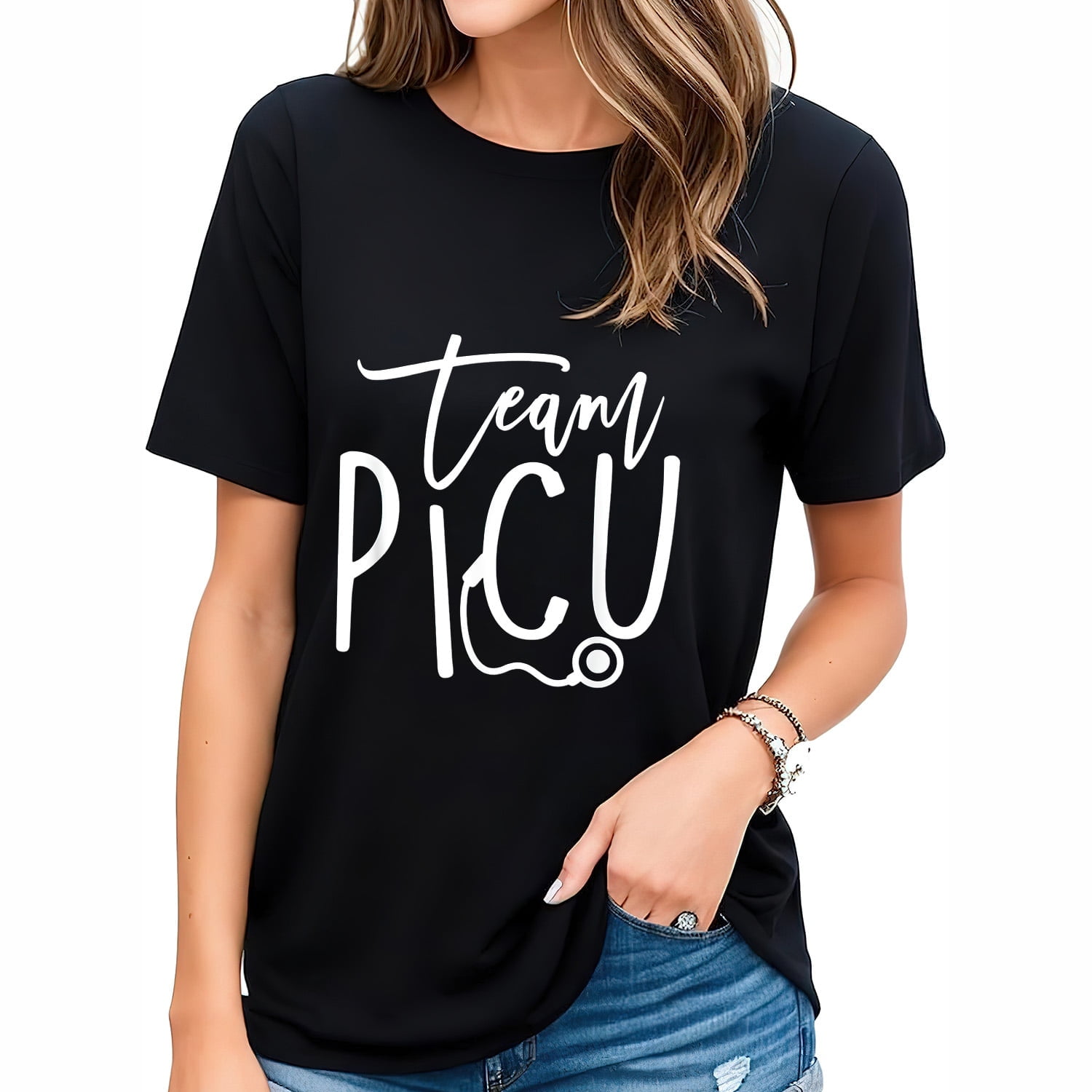 Team PICU PEDS Nurse Shirt Men Women Registered Pediatric Black ...