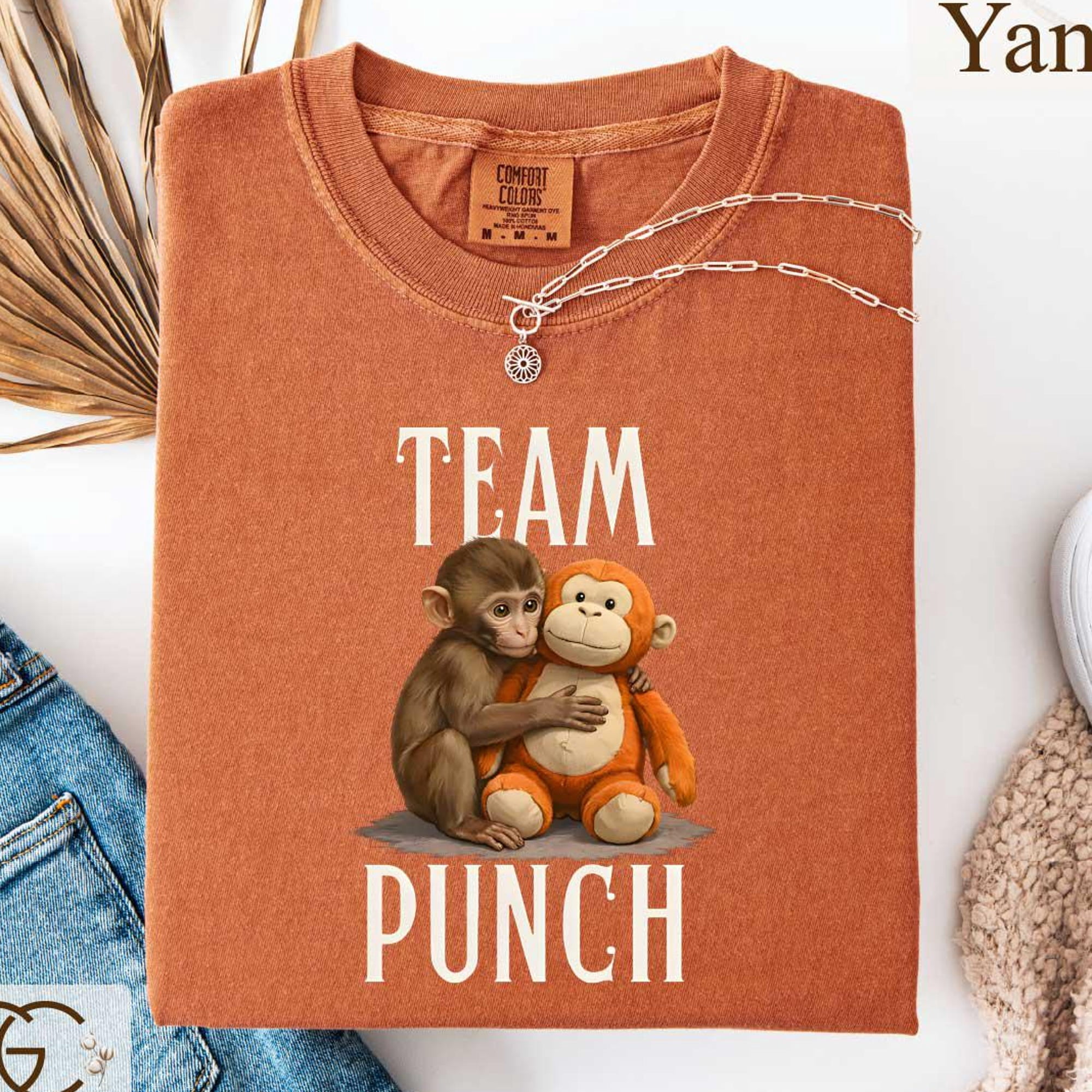 Team Punch Shirt Baby Monkey Punch Top Viral Sad Monkey Apparel Trendy ...