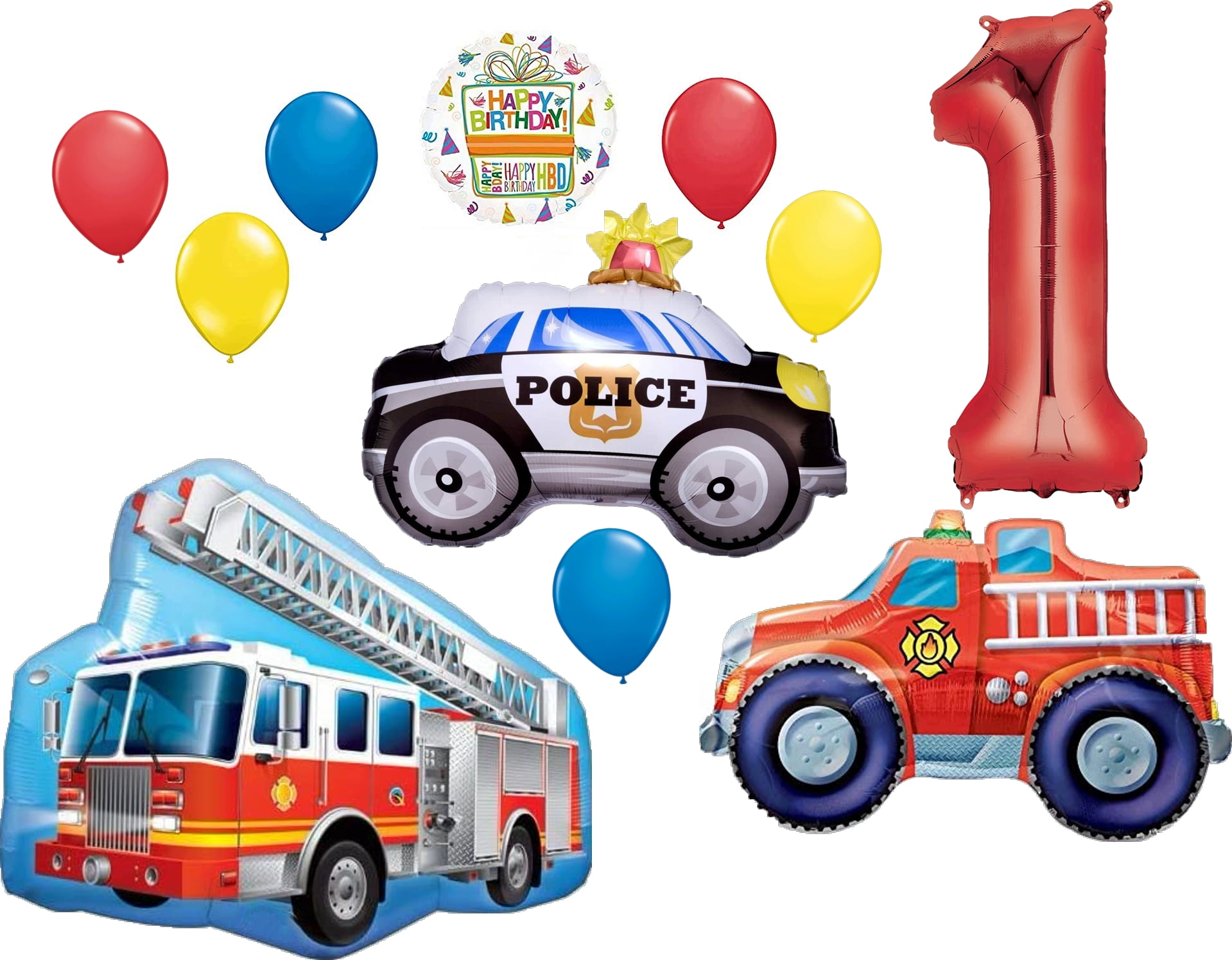 Team Rescue 1st Birthday Party Supplies and First Responders Balloon ...