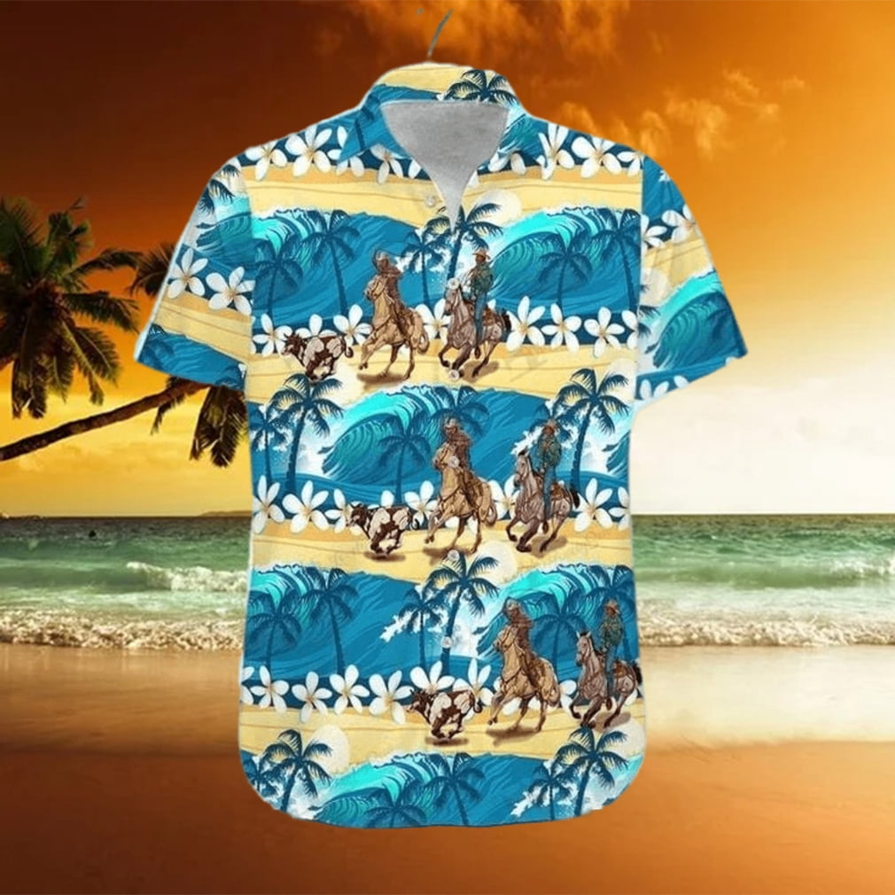 Team Roping Wave Sea Hawaiian Shirts - Walmart.com