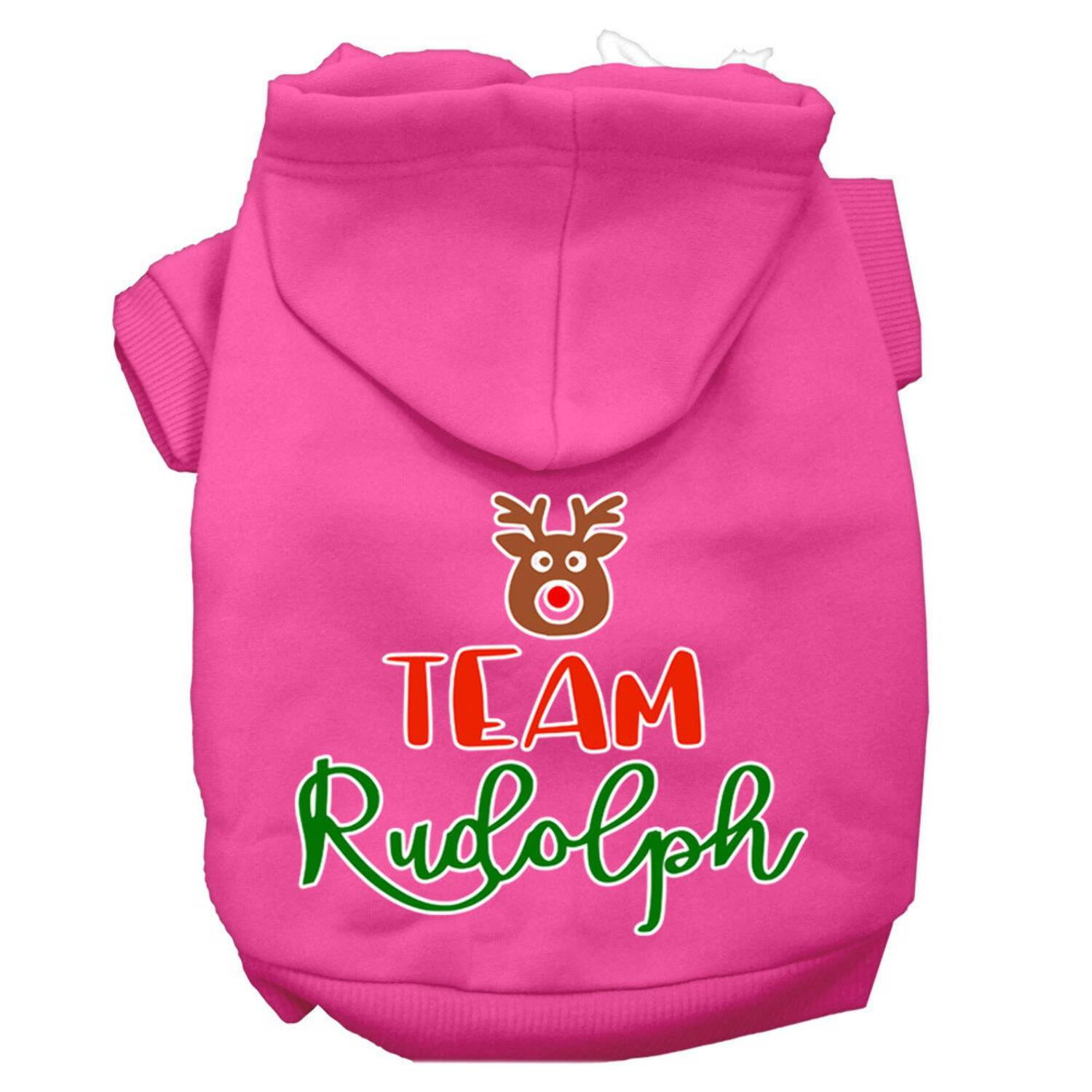 Christmas Pet Dog Cat Hoodie Screen Printed, "Team Rudolph" - Walmart.com