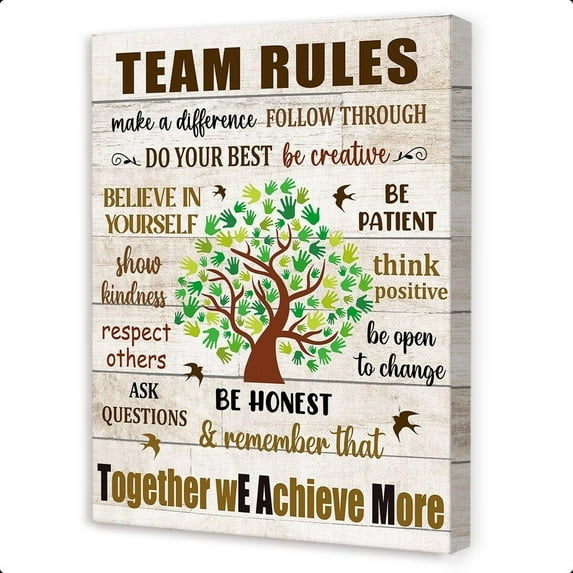 Team Rules Wall Decor,Inspirational Office Wall Art,Team Office Wall ...