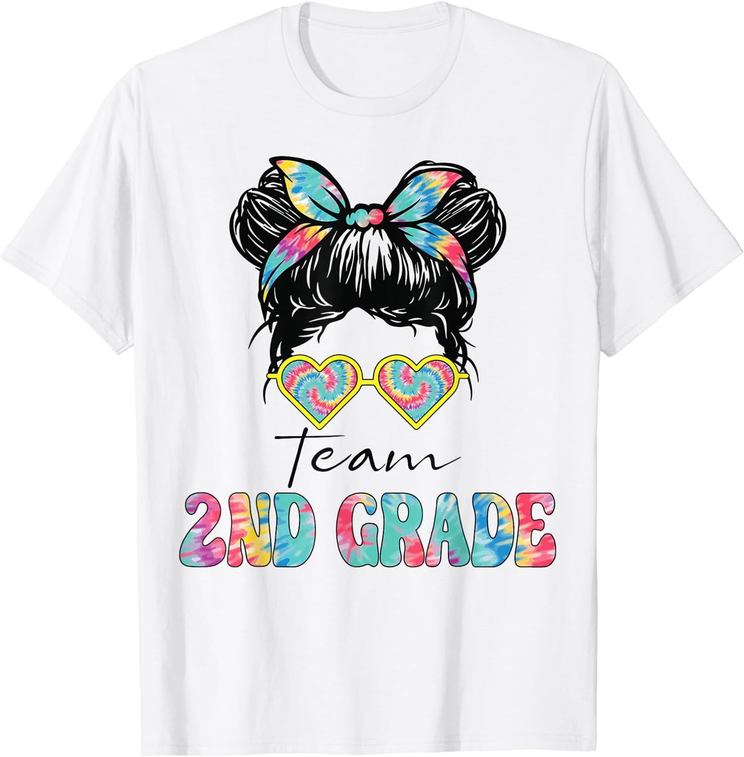 Team Second 2nd Grade Girl Messy Bun Back To School Funny T-Shirt ...