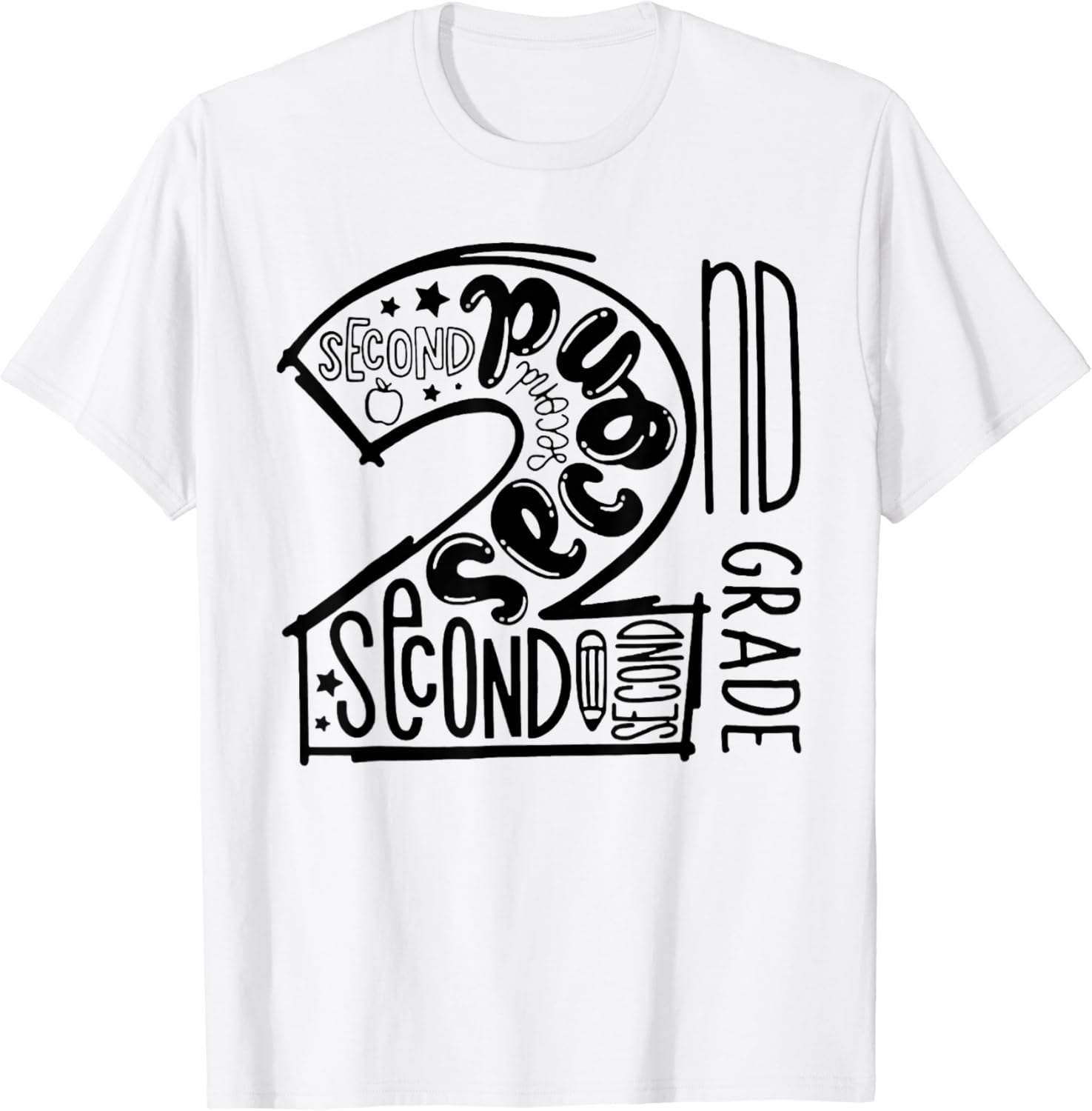 Team Second Grade Typography Teacher Student Back To School T-Shirt ...