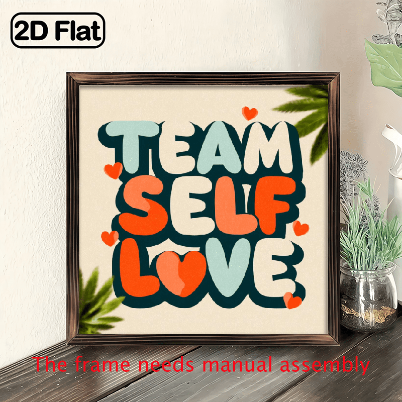 Team Self Love 8x8 Inch Wooden Framed Sign - Perfect Valentine's Day ...
