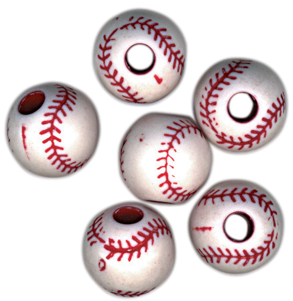 Team Sport Beads - Acrylic - Baseball - Red and White - 12 mm - Walmart.com