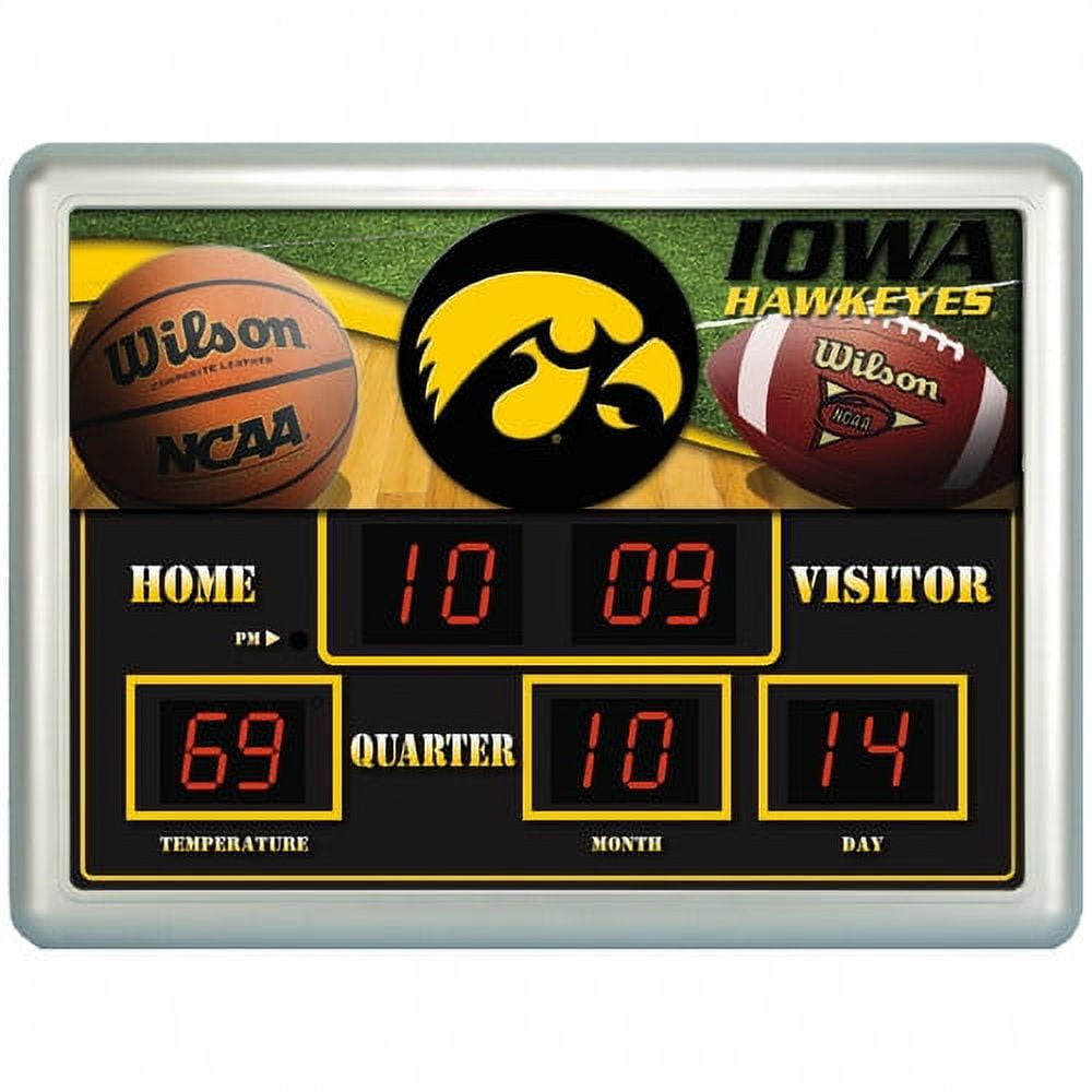 Team Sports America NCAA ScoreBoard Wall Clock with Thermometer ...