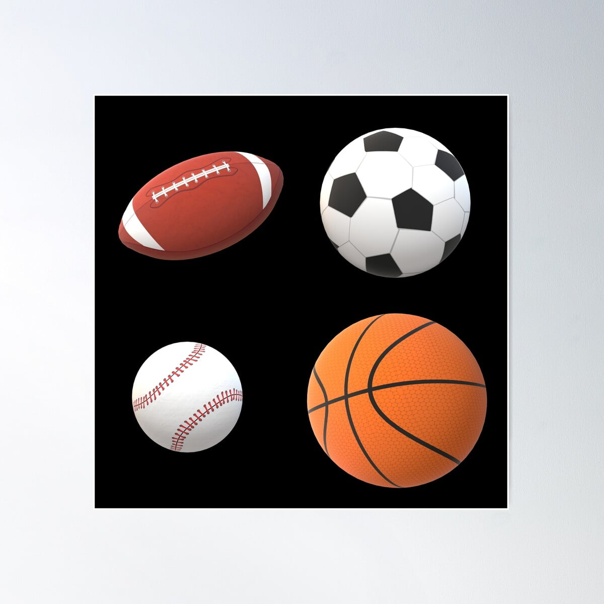 Team Sports. Football, Basketball, Baseball And Soccer Ball For Sports ...