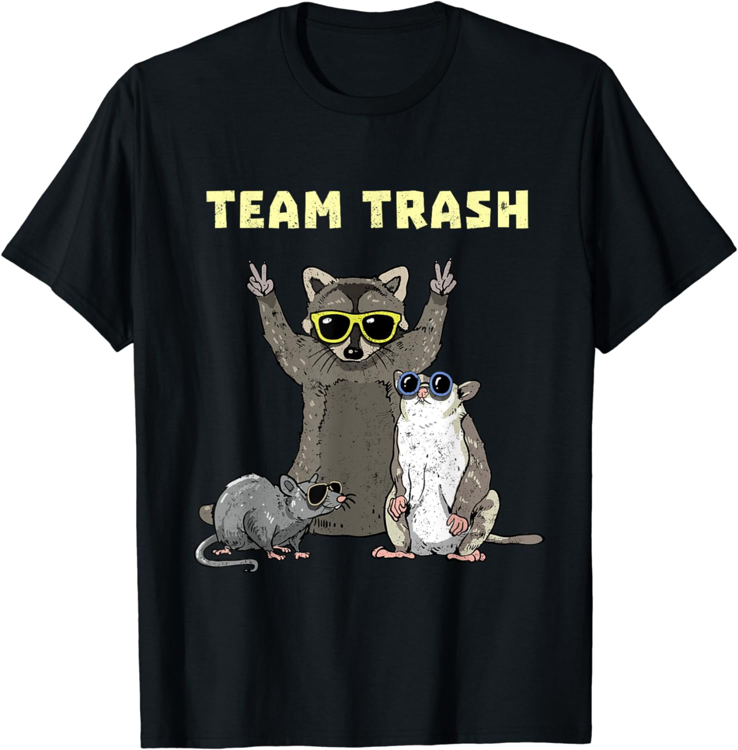 Team Trash Opossum Raccoon Rat, Funny Animals Garbage Gang Short Sleeve ...