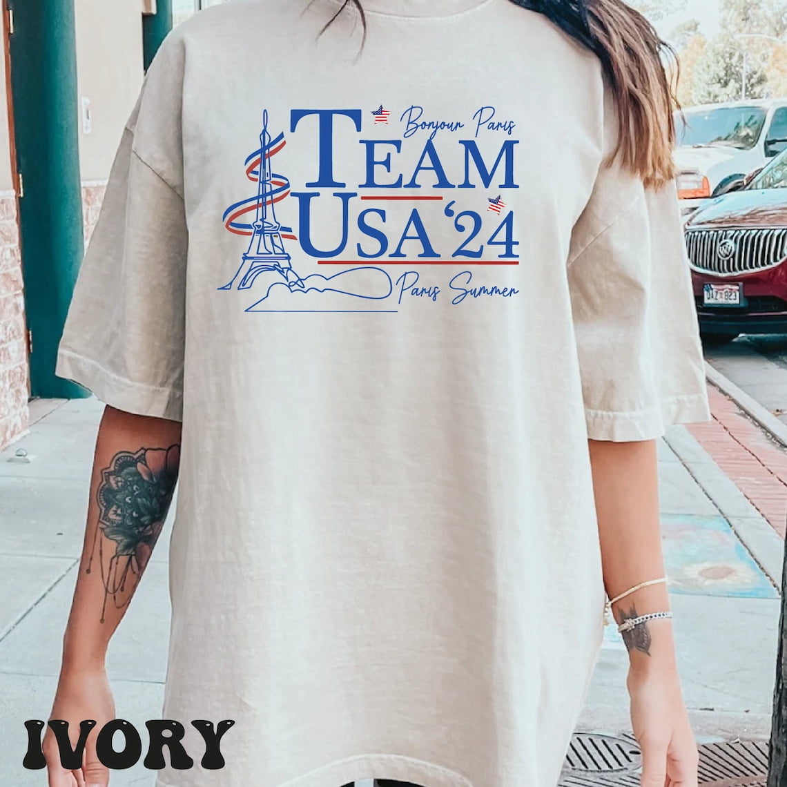 Team U.S.A Eiffel Tower 2024 Shier, Usa Group Tee, Matching Summer ...