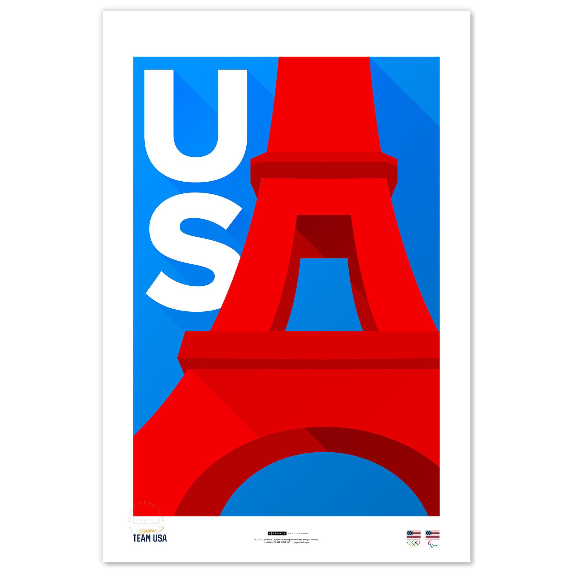 Team USA 2024 Summer Olympics 24" x 36" Minimalist Limited Edition Fine ...