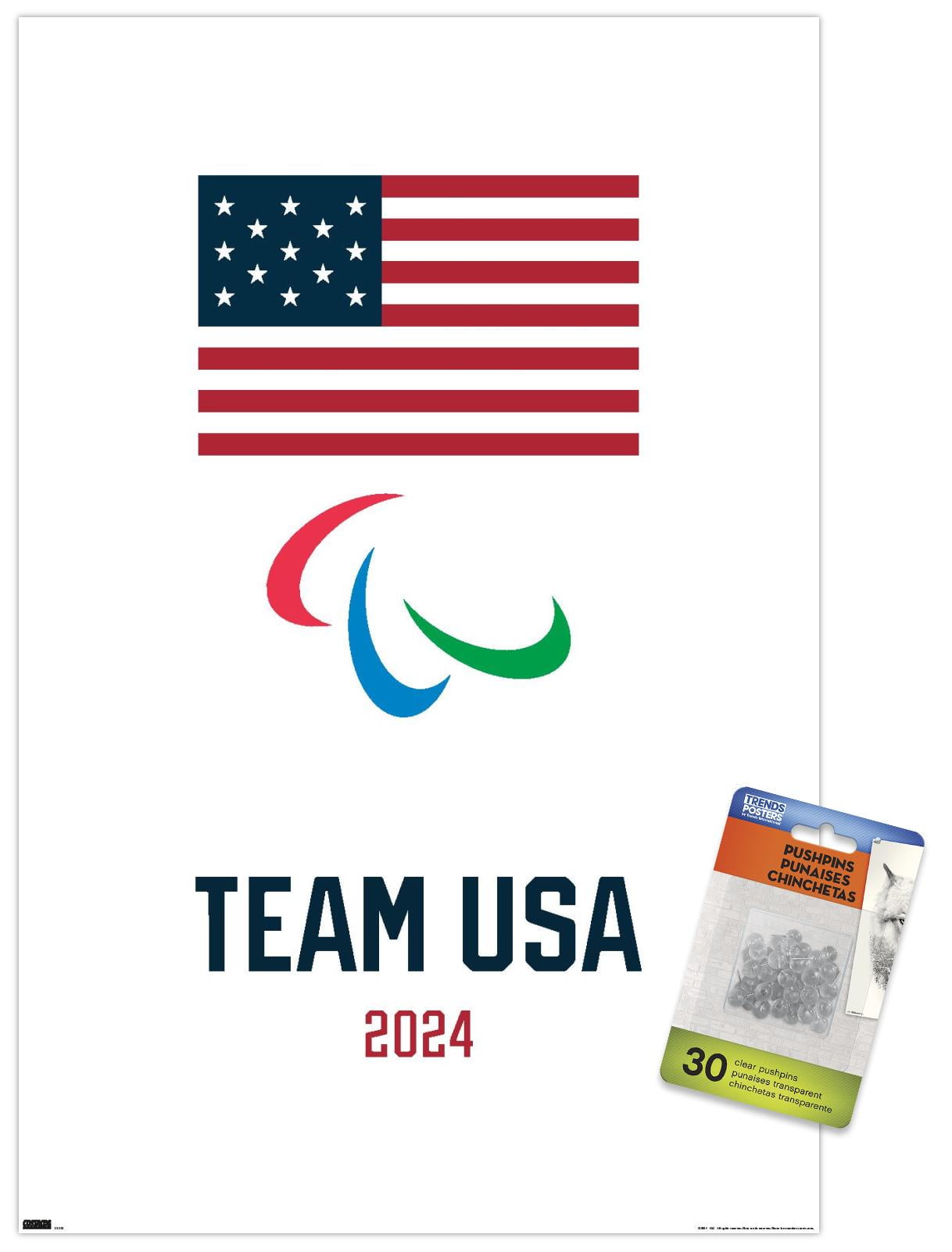 Team USA - Paralympic Logo Wall Poster with Push Pins, 14.725" x 22.375 ...