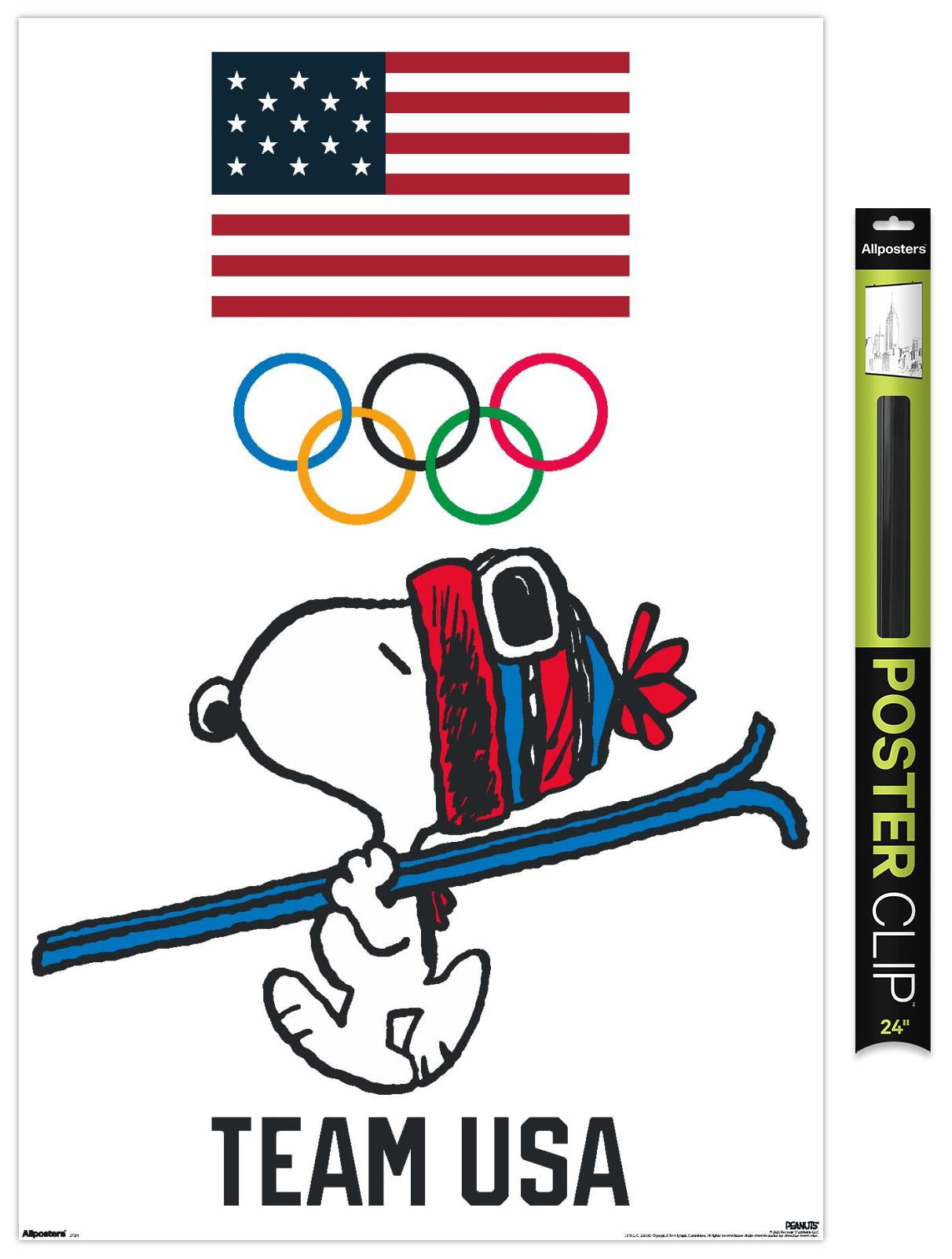 Team USA x Peanuts – Snoopy Winter Ski Jump Wall Poster, 22.375" x 34 ...