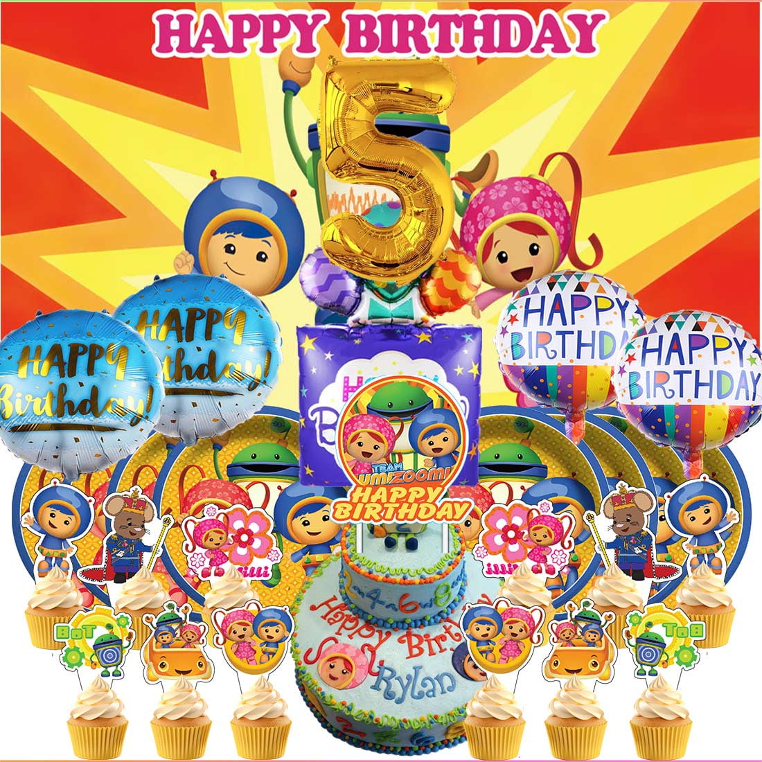Team Umizoomi 5th Tableware Balloons Cake Toppers Backdrop Banner ...