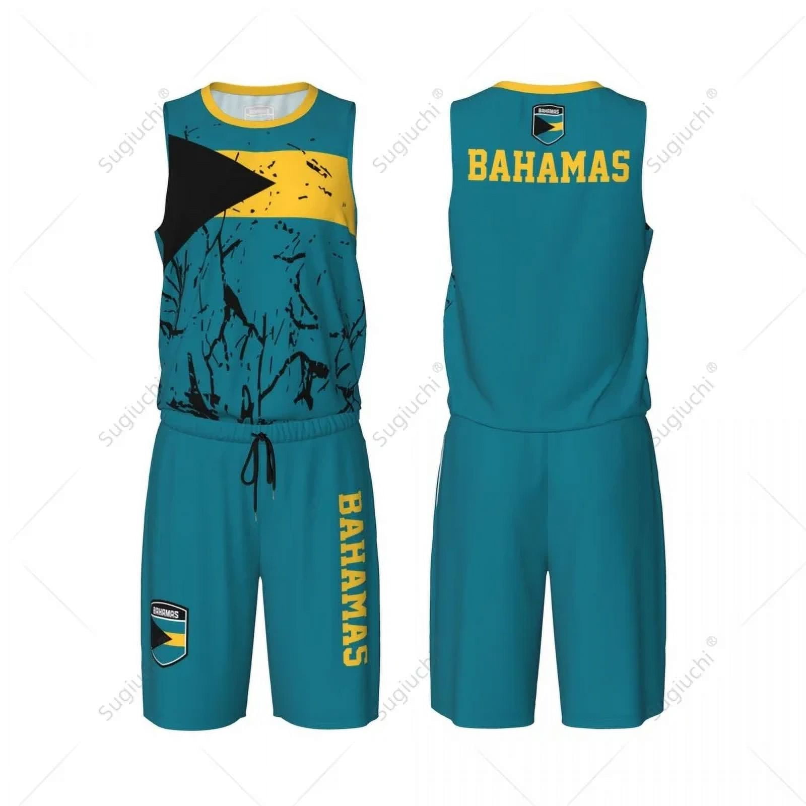 Team-Up Bahamas flag grain men basketball jersey set shirt & pants ...