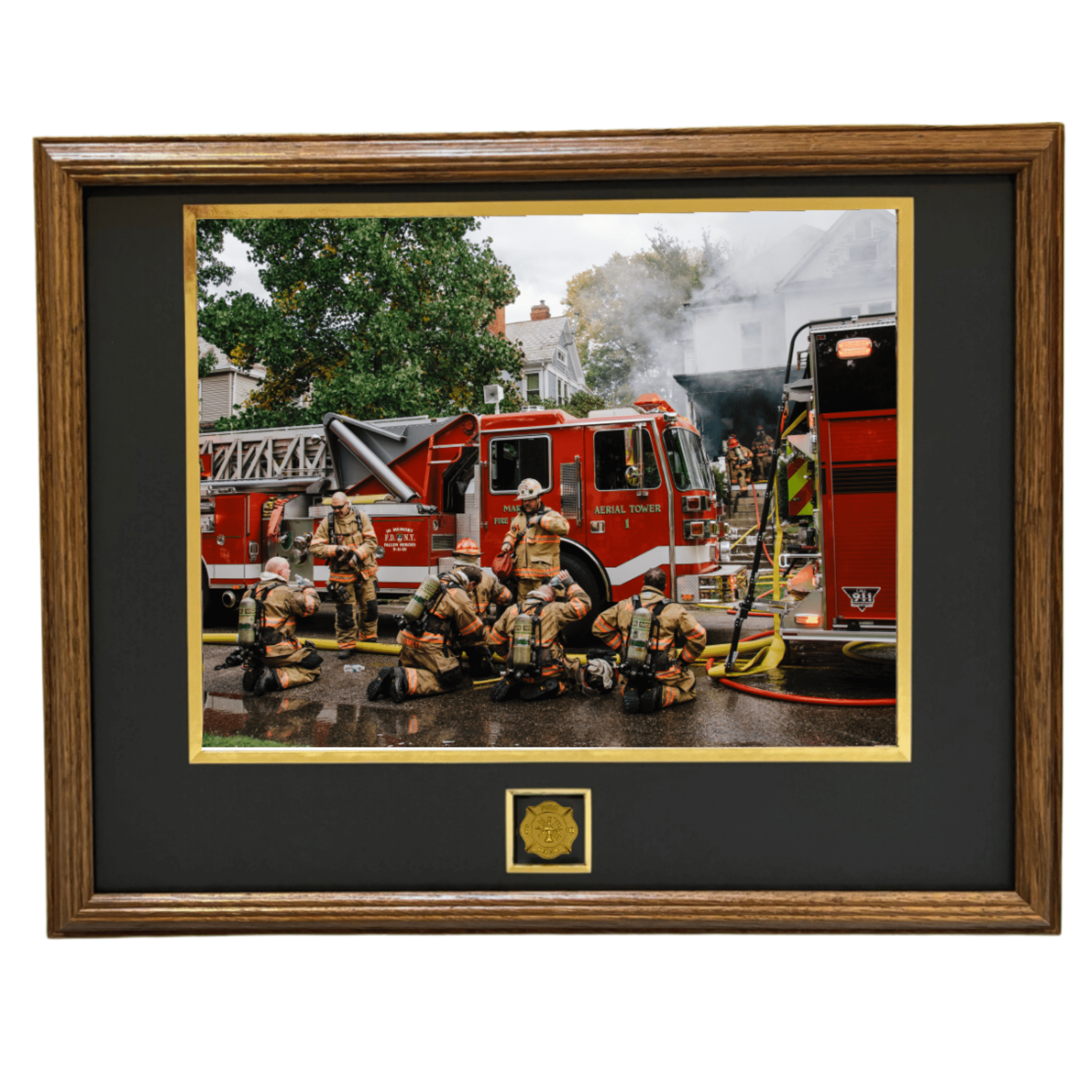 Team Work Firefighter Photo Frame, American Oak 14" x 18" for 11" x 14 ...