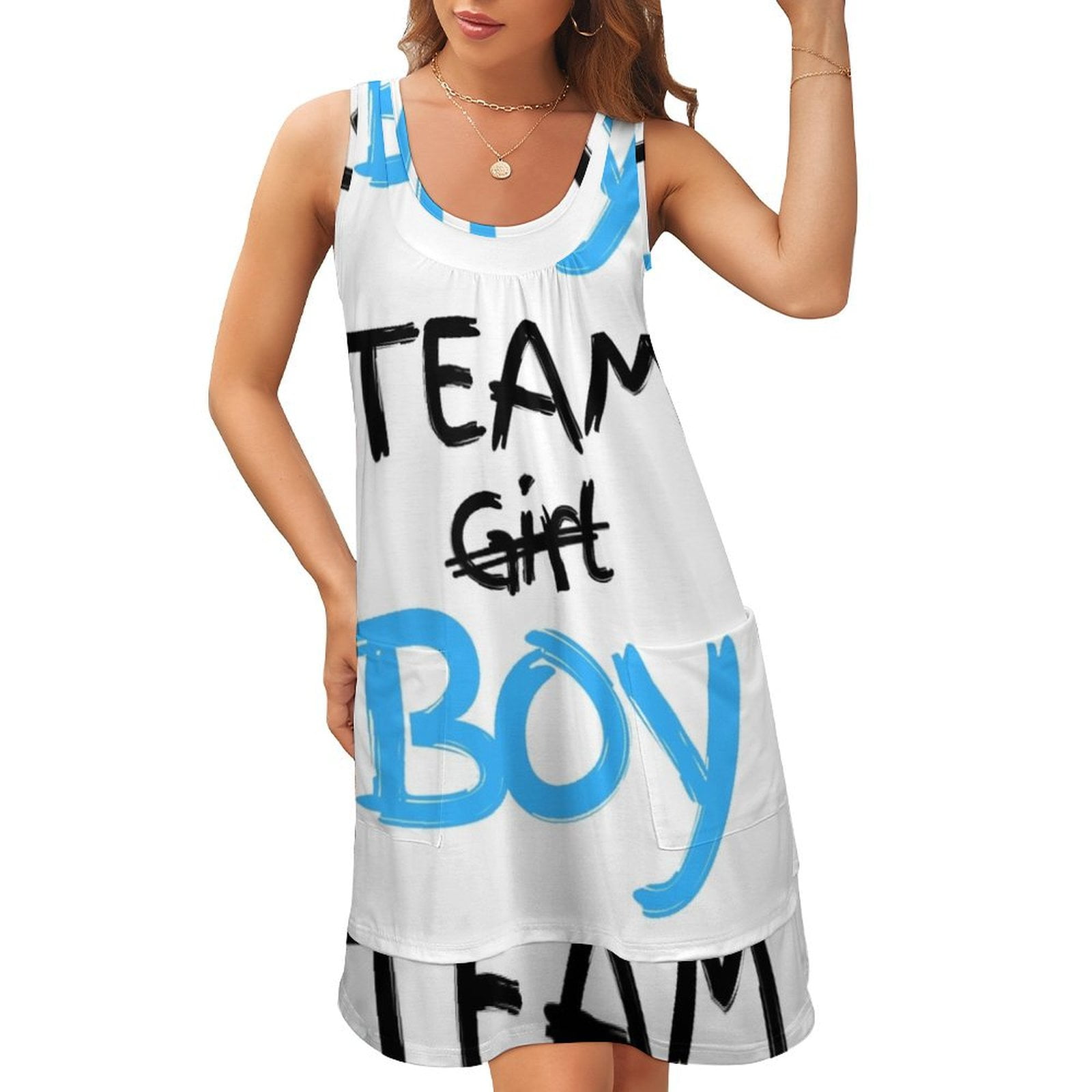 Team boy gender reveal baby shower Sleeveless U-Neck Fake Two Piece ...