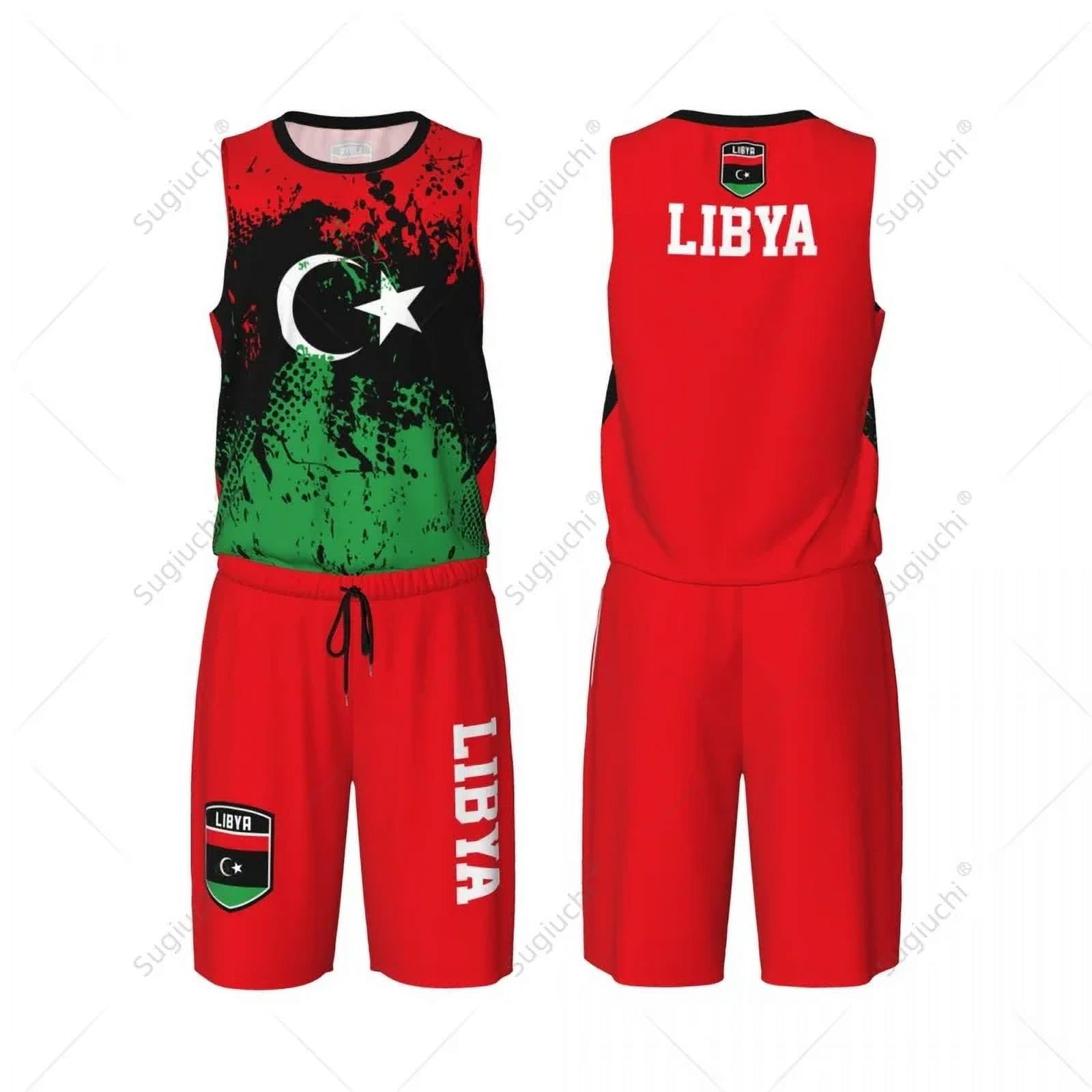 Team-up Libya Flag Grain Men Basketball Jersey Set Shirt & Pants ...