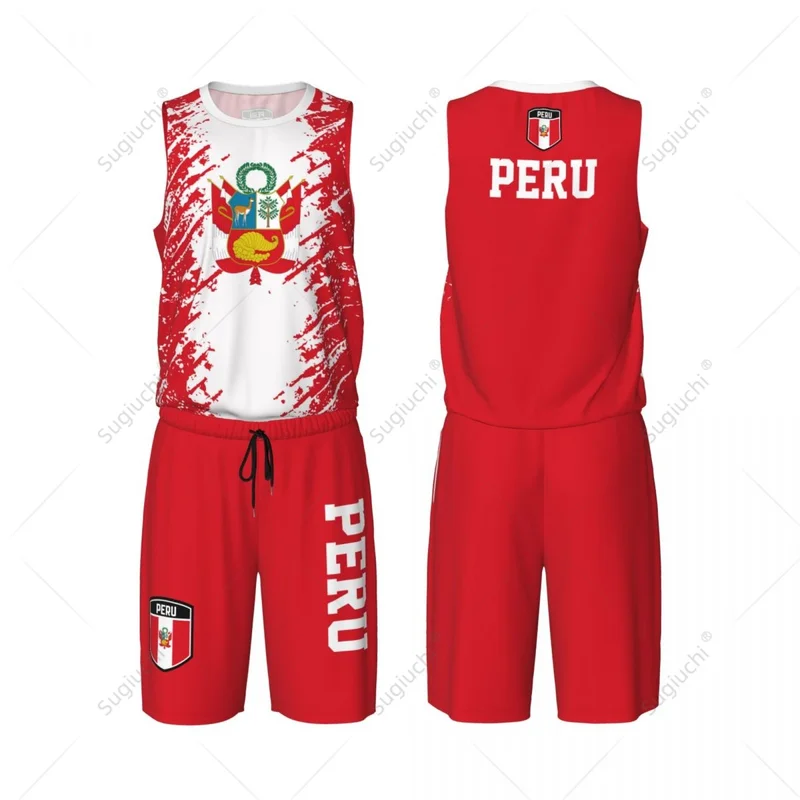 Team-up Peru Flag Grain Men Basketball Jersey Set Shirt & Pants ...