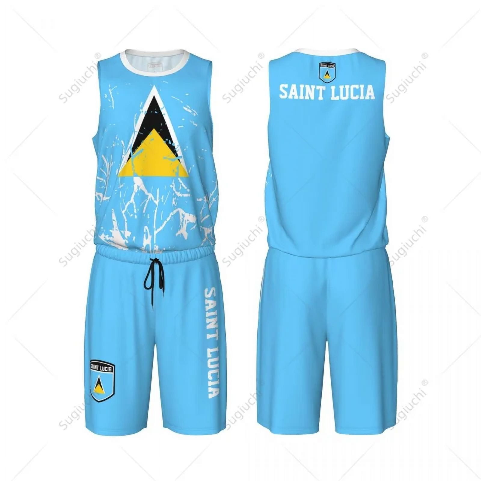 Team-up Saint Lucia Flag Grain Men Basketball Jersey Set Shirt & Pants ...