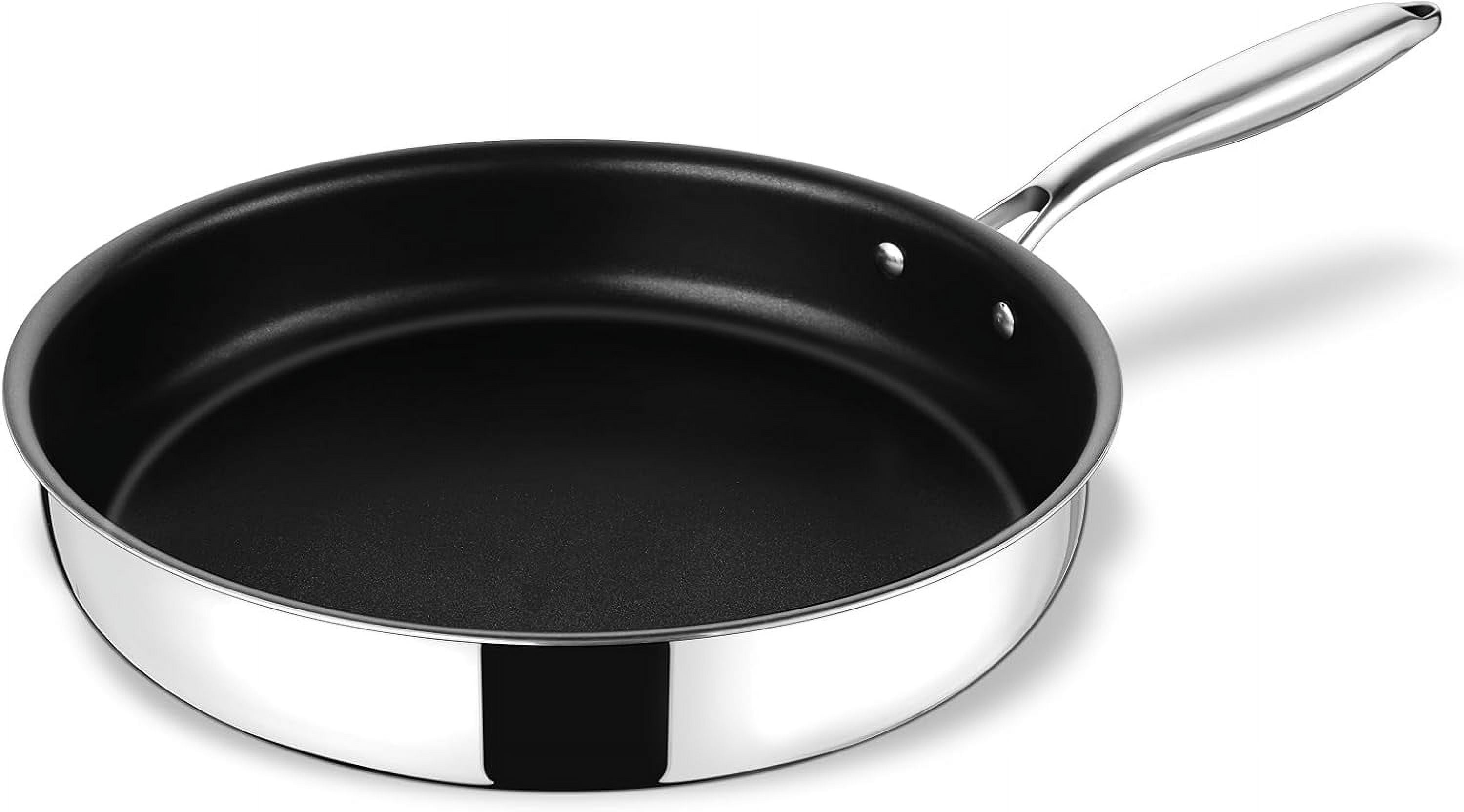 TeamFar Frying Pan, 10 inch Stainless Steel 3-ply Nonstick Fry Egg ...