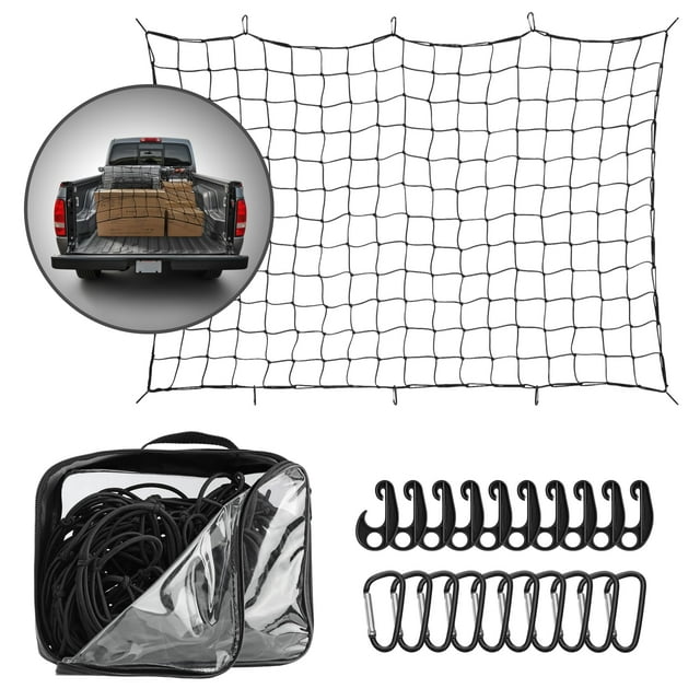 TeamObsidian Van Storage Cargo Net - Bungee Netting with Hooks for Boot ...