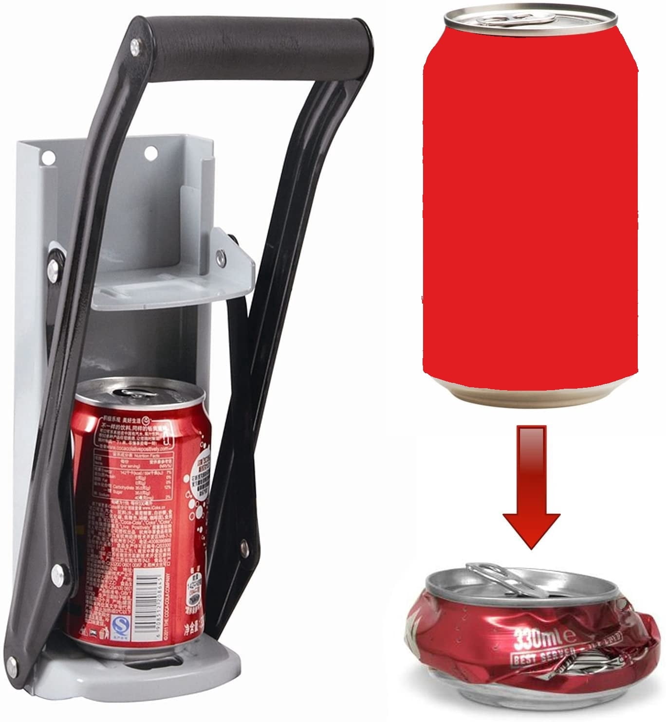 TeamSky 12/16oz Aluminum Can Crusher, Heavy Duty Metal Wall Mounted ...