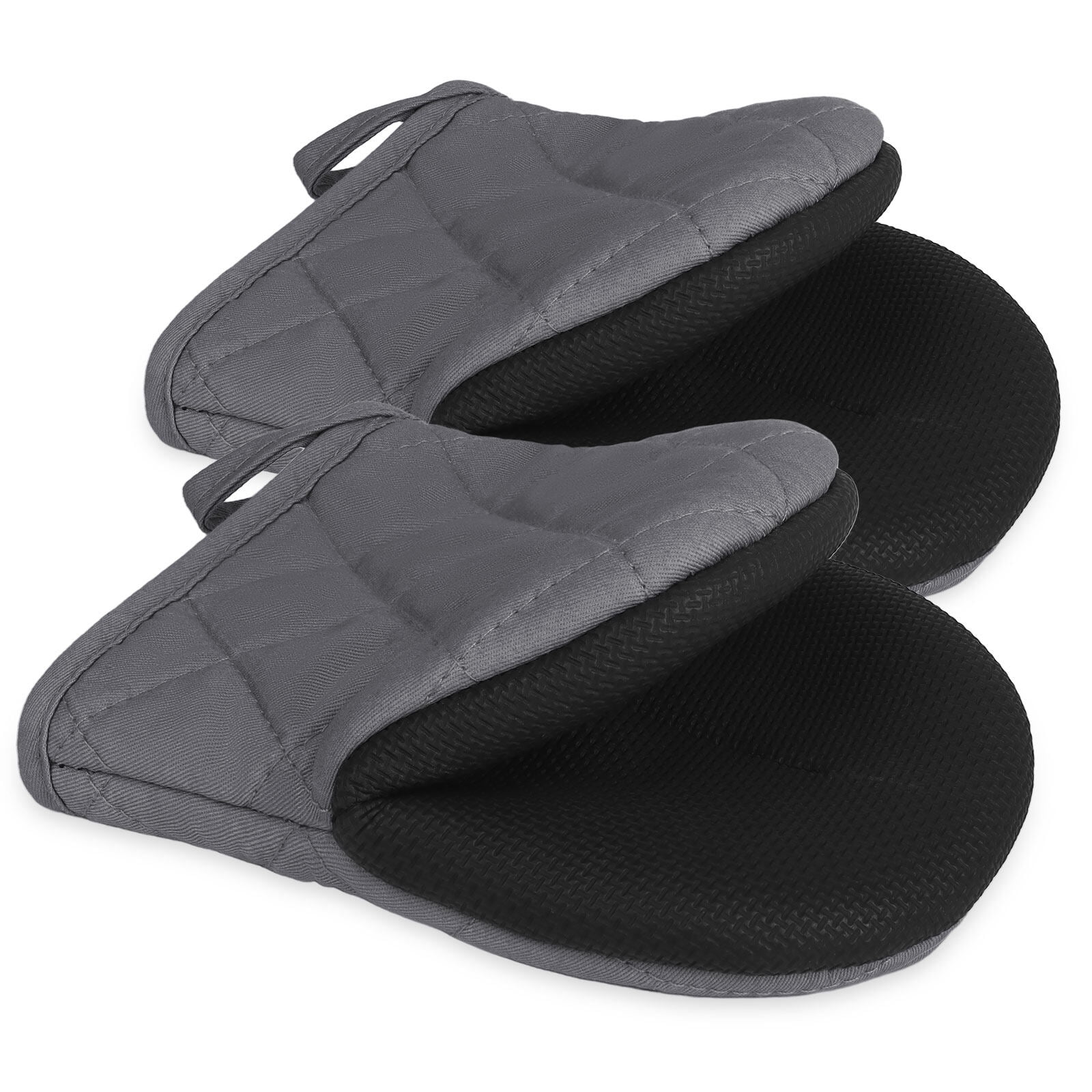 TeamSky Short Oven Mitts, Oven Gloves Cooking Mitts Pair Heat Resistant ...