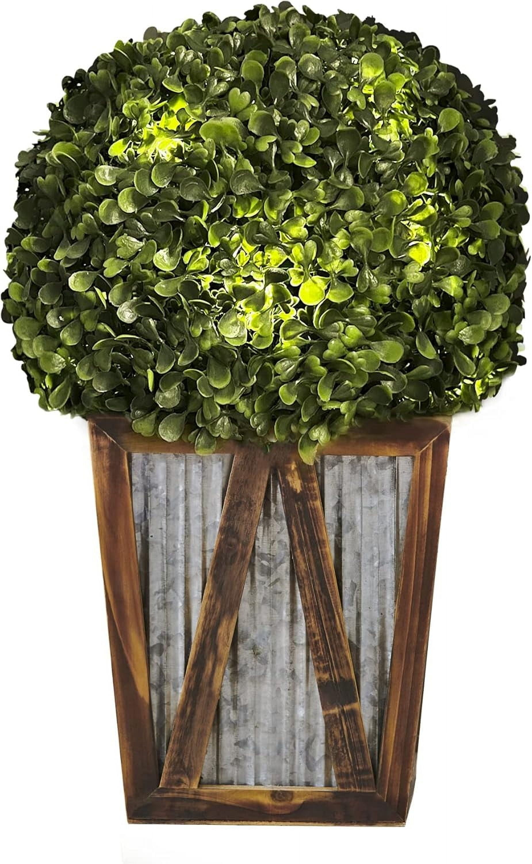 Teamson Home 18.25 in. Solar-Powered LED Pre-Lit Artificial Boxwood ...