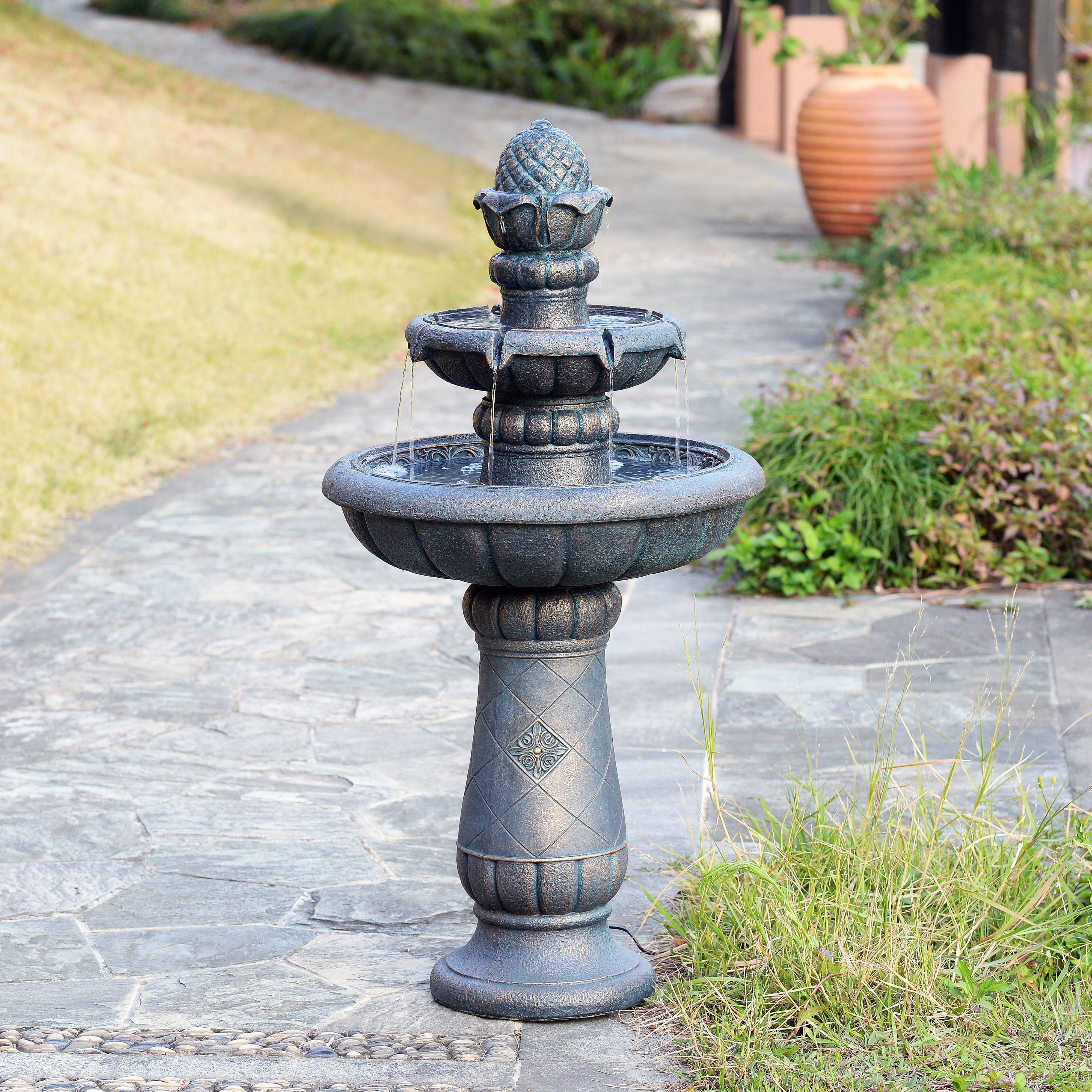Teamson Home 2-Tier Birdbath Water Fountain Outdoor Garden–Shallow ...