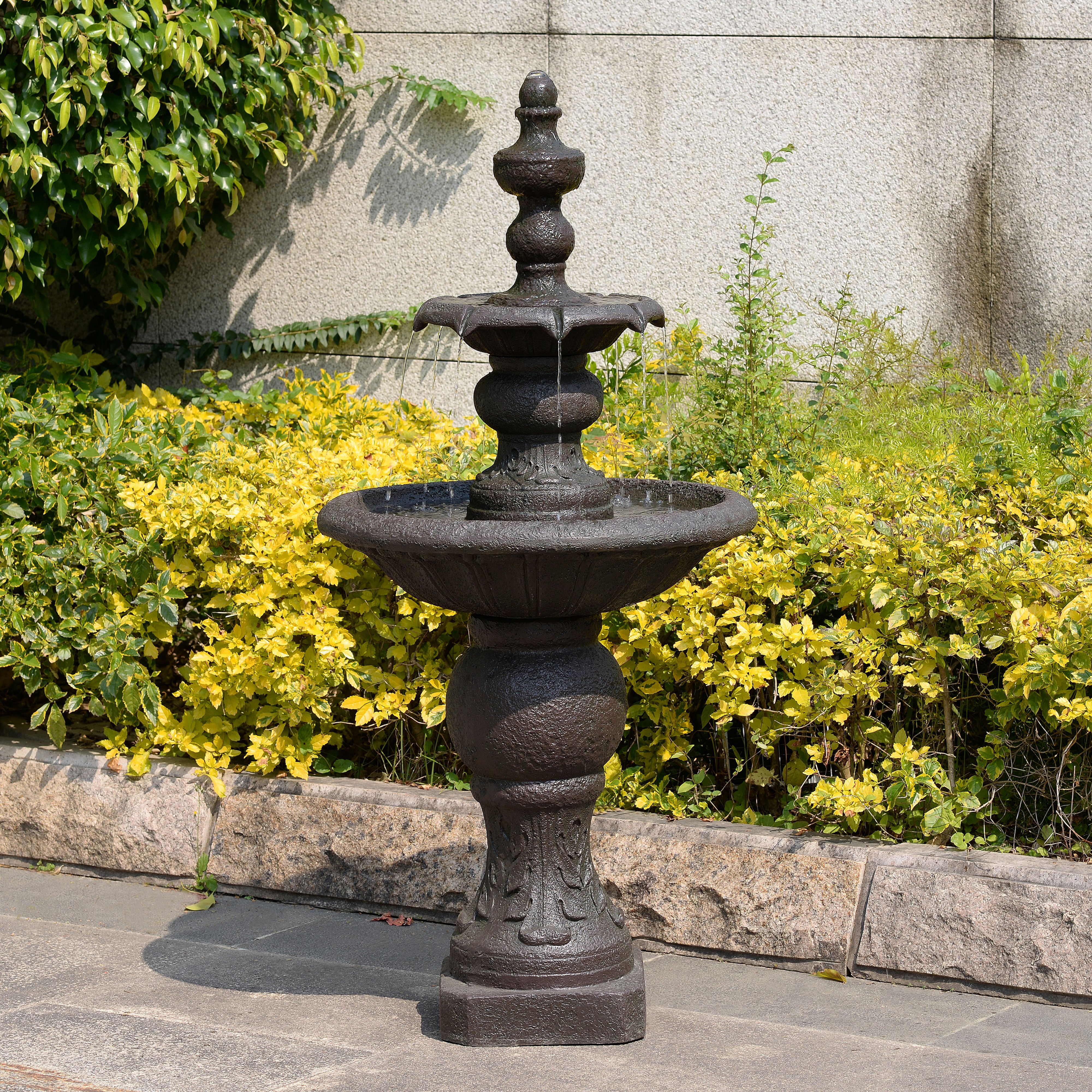 Teamson Home 2-Tier Classic Pedestal Outdoor Water Fountain–Shallow ...