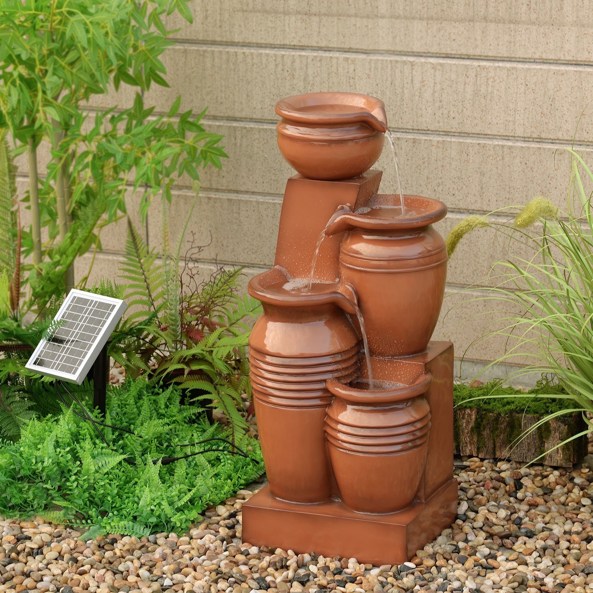 Teamson Home 28.7" 4-Tier Cascading Bowl Solar Powered Water Fountain ...