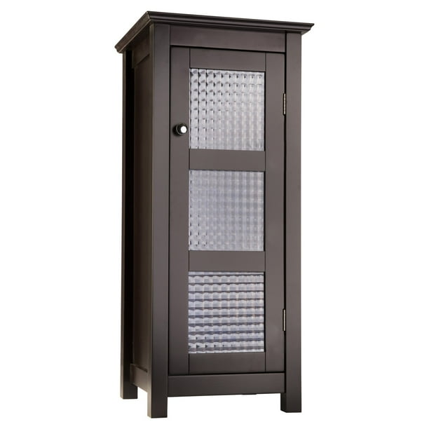 Teamson Home Chesterfield Wooden Floor Cabinet With Waffle Glass Door Espresso