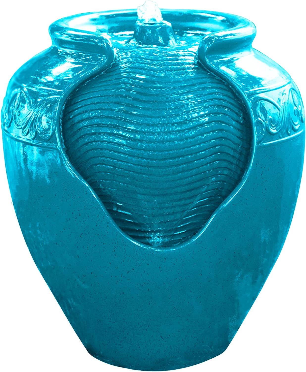 Teamson Home Floor Glazed Pot Water Fountain With Built In Led Light