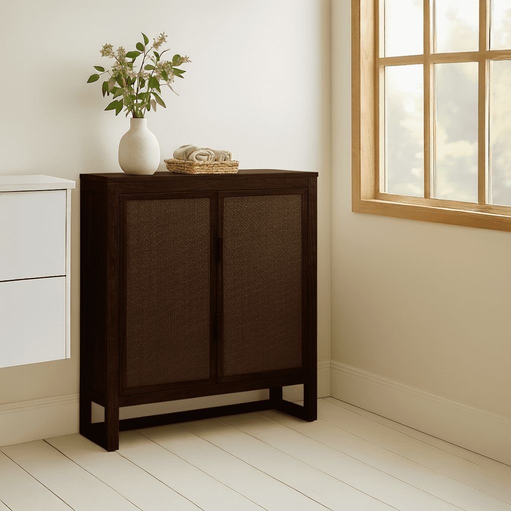 Teamson Home Hatteras Modern Cabinet, Storage with Rattan Doors ...