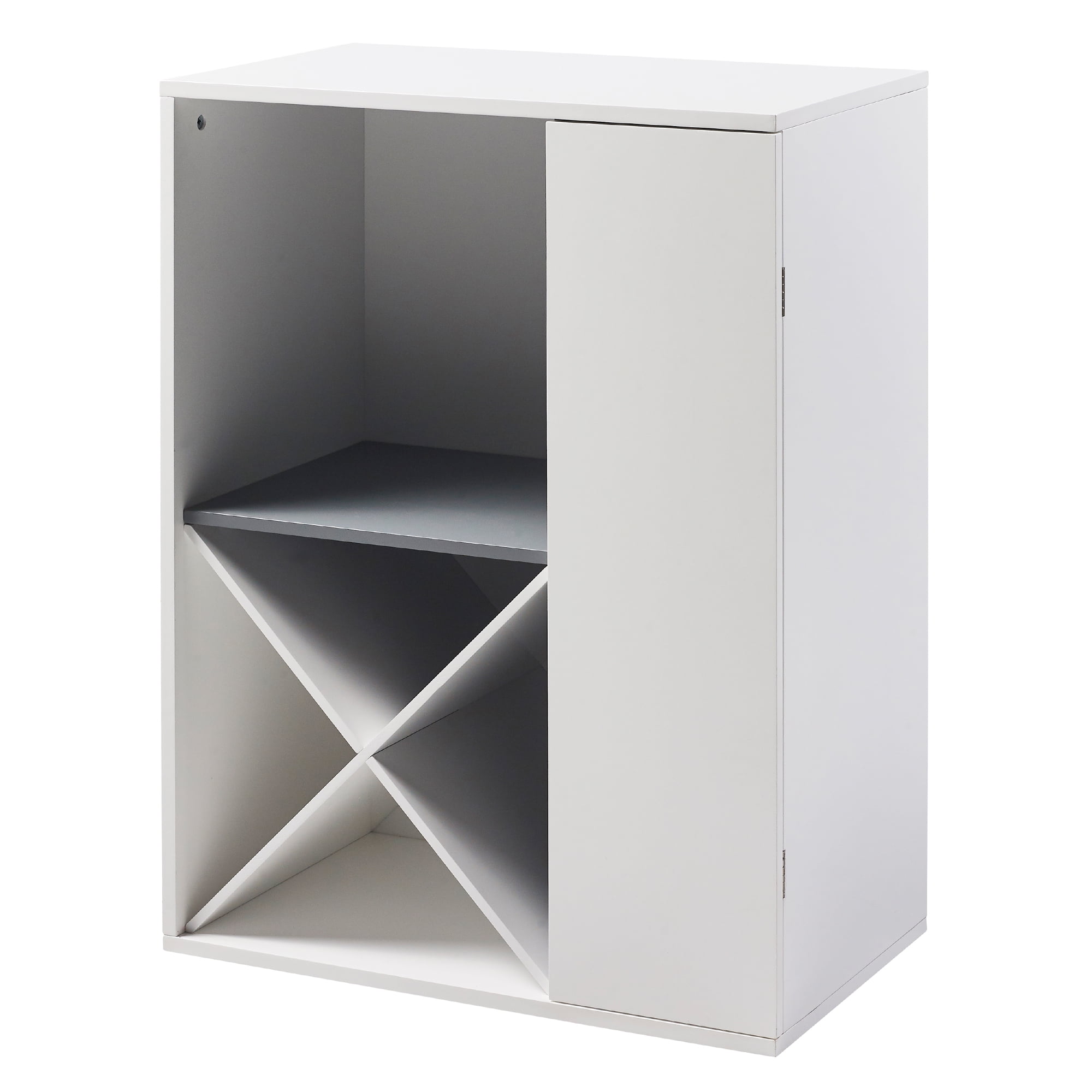 Teamson Home Wooden Bar Cabinet Wine & Glass Unit White/Grey Barra VNF ...