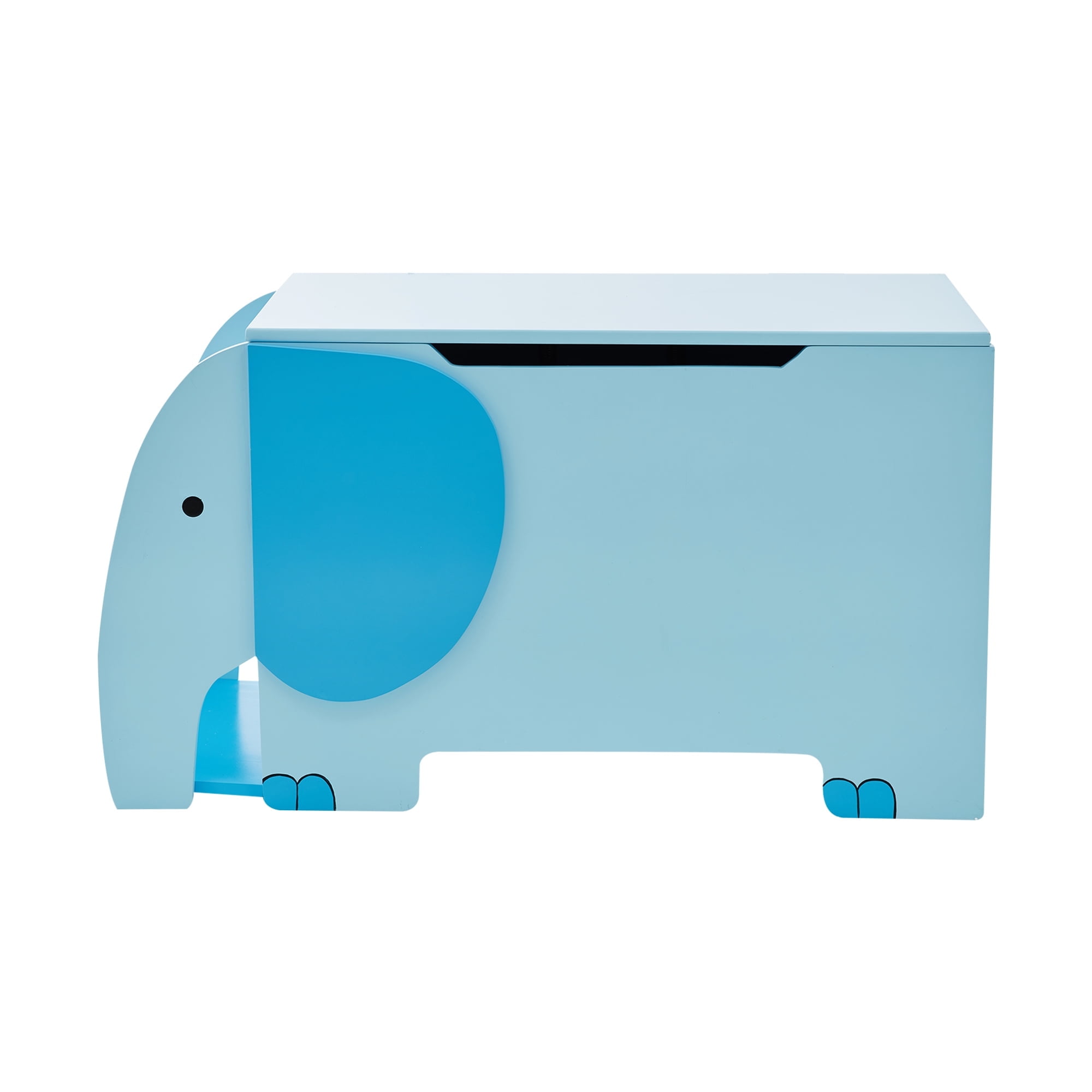 Teamson Kids Childrens Blue Elephant Wooden Toy Box Chest Kids Storage ...