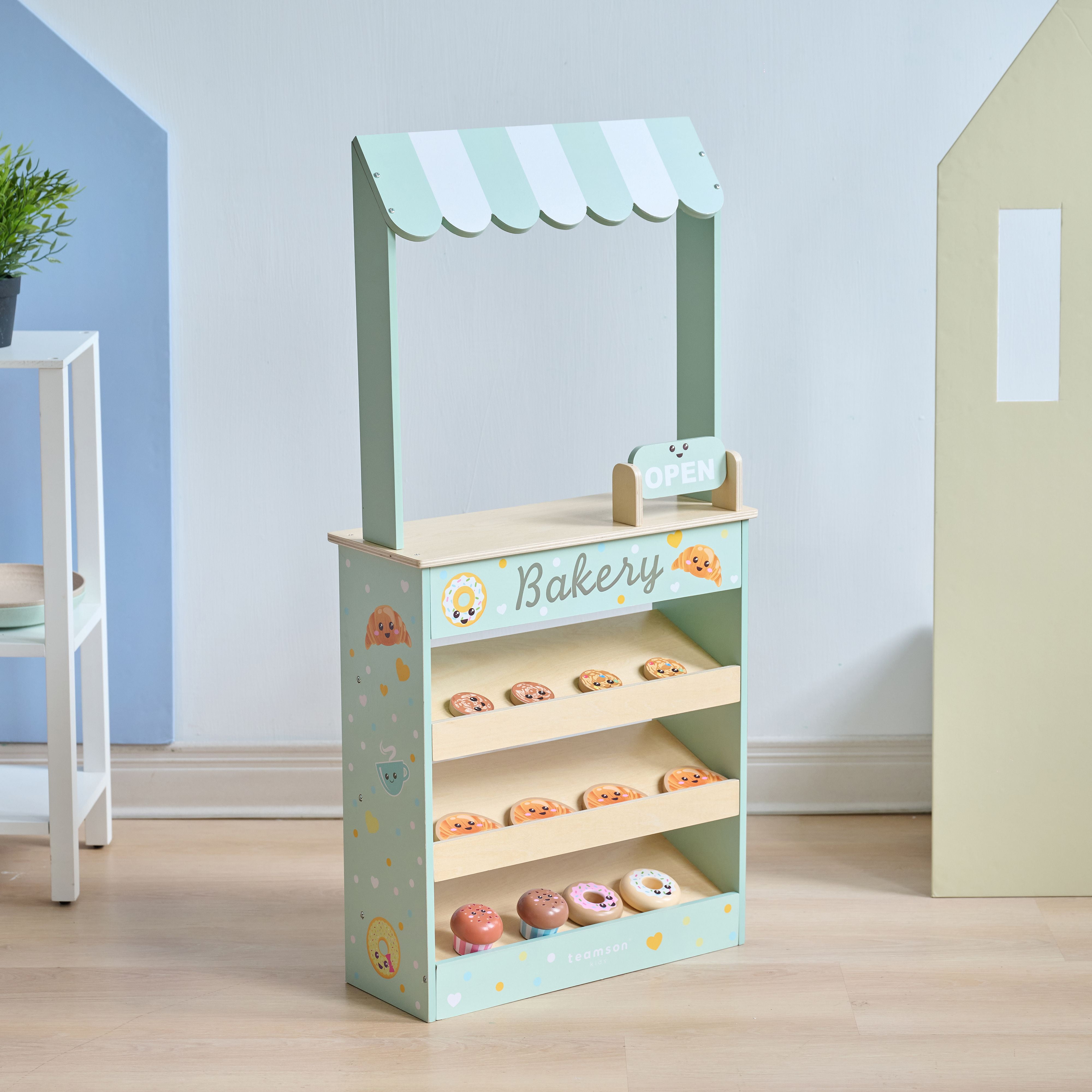 Teamson Kids Jolly Pals Bakery Stand Playset, 12-Pc Pretend Pastry Set ...