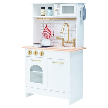 Costway 2-in-1 Kids Play Kitchen & Restaurant - Double-Sided Wooden Set ...