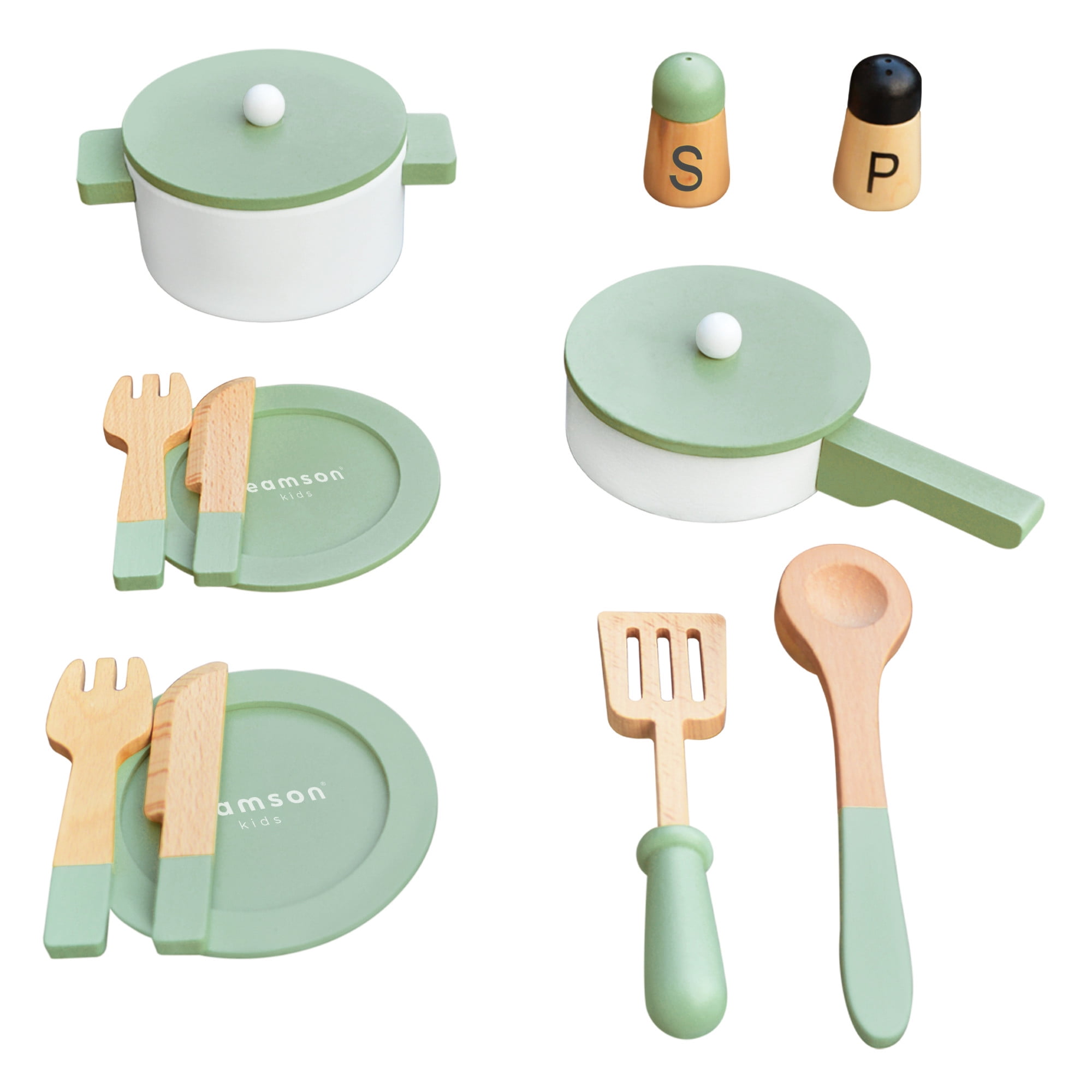 Little Chef Frankfurt Wooden Kitchen Toys, 14-Piece Pretend Play ...