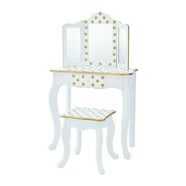 Ktaxon Kids Vanity Wooden Makeup Table Set for Girls Princess Pretend ...