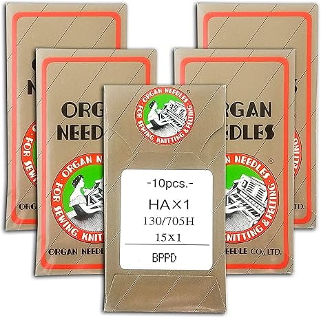 Teamwork 30 Organ 15X1 HAX1 Titanium Flat Shank Ball Point Home Sewing Machine Needles ...