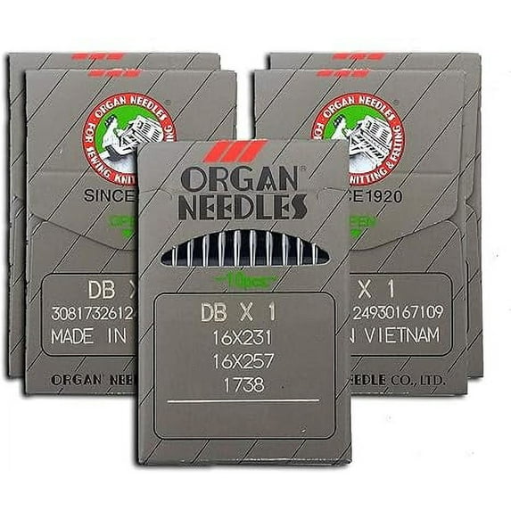 Teamwork 50 Organ Industrial Single Needle LOCKSTITCH Round Shank Needles (Ball Point) DBX1 ...