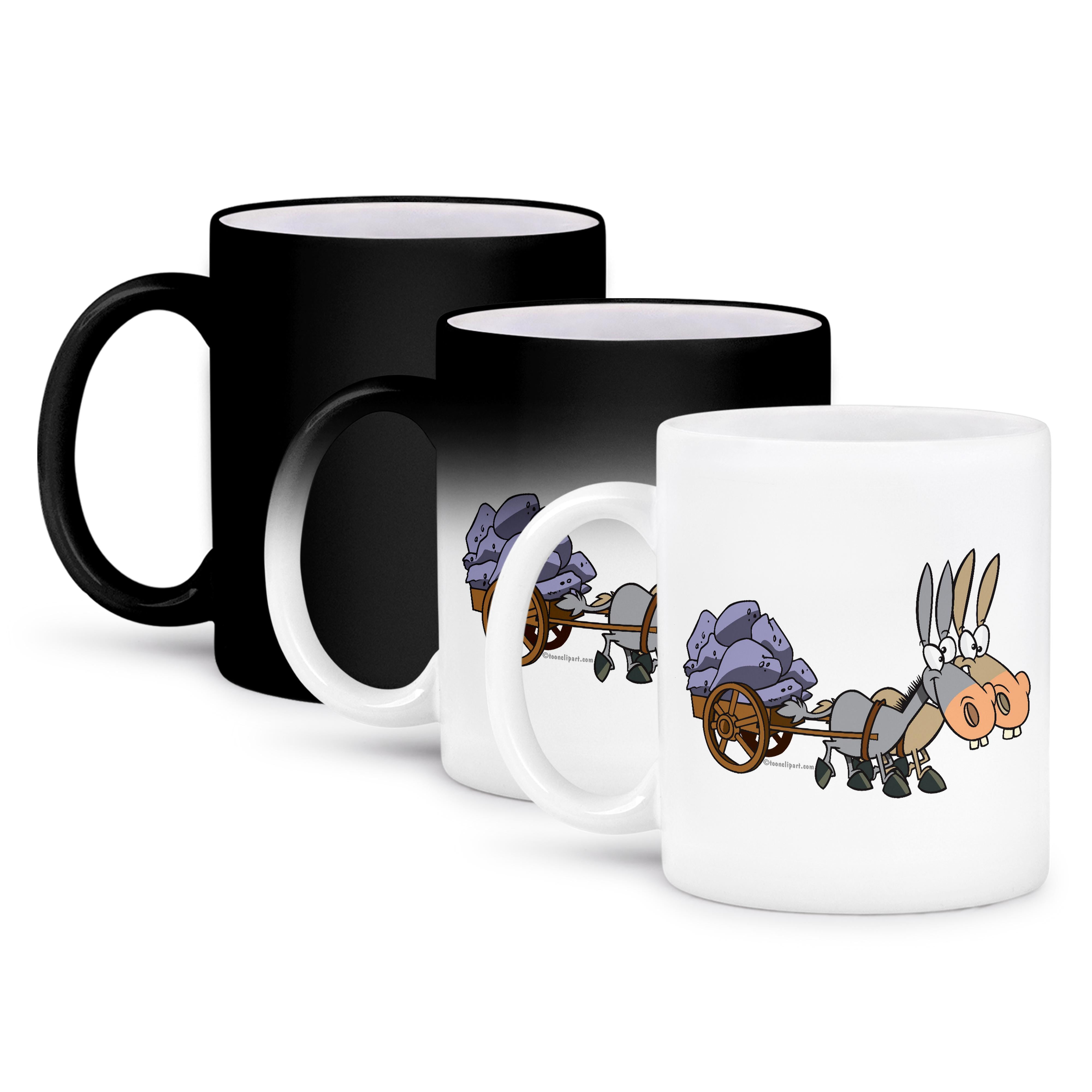 3dRose, Teamwork Donkeys Mules Cartoon, 11oz Magic Transforming Mug ...