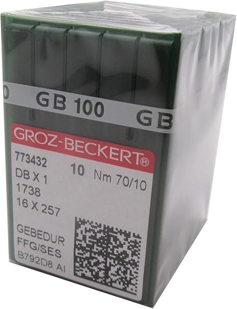 Teamwork GROZ-BECKERT Needle in - 100 GROZ-BECKERT DBX1 16X257 1738 GEBEDUR Titanium Sewing ...