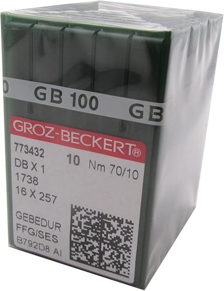 Teamwork GROZ-BECKERT Needle in - 100 GROZ-BECKERT DBX1 16X257 1738 GEBEDUR Titanium Sewing ...