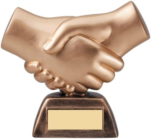 Teamwork Handshake Trophies with 3 lines of custom text$$Gift Supply ...