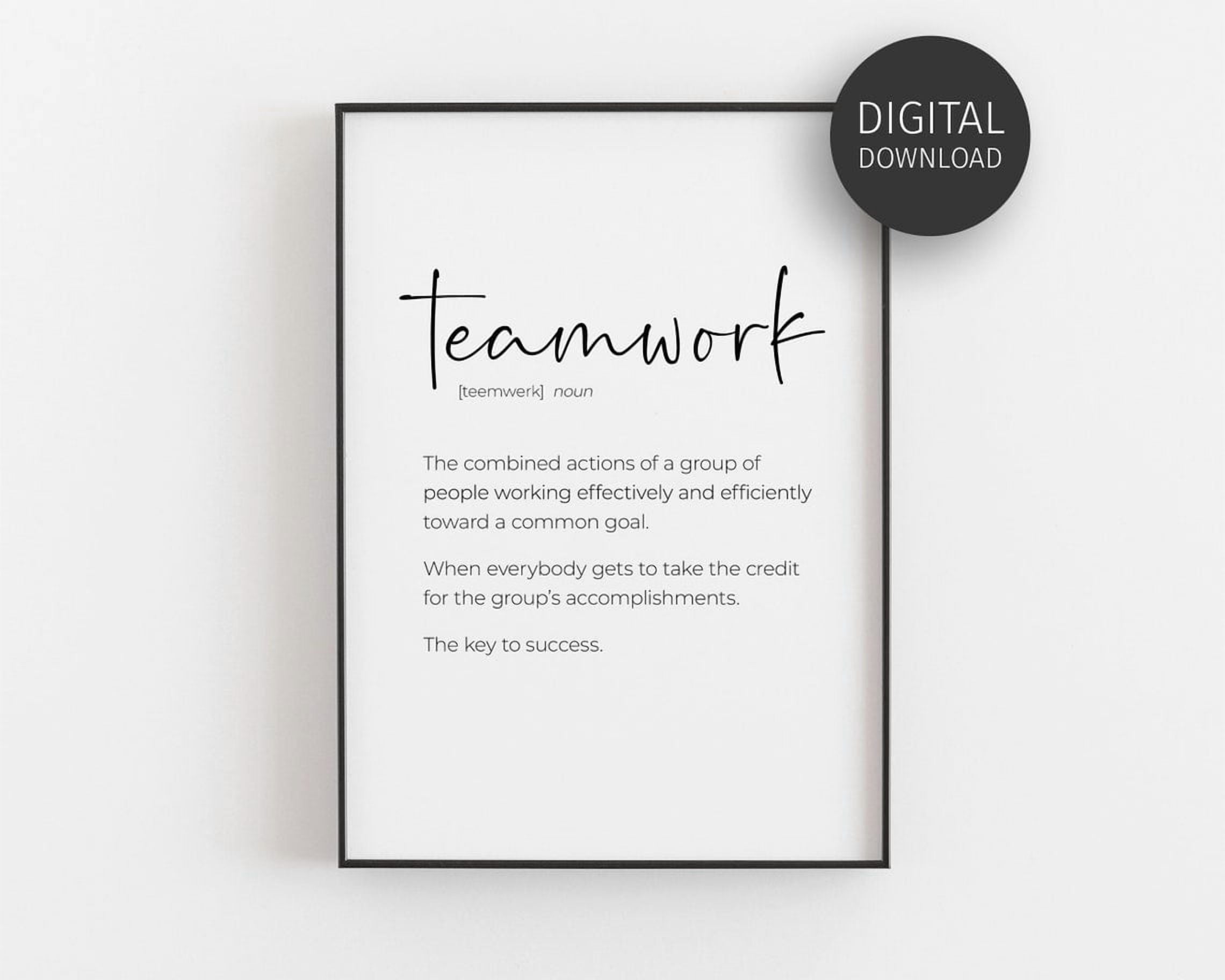 Teamwork Quote, Definition Poster, Office Decor, Team , Motivational ...