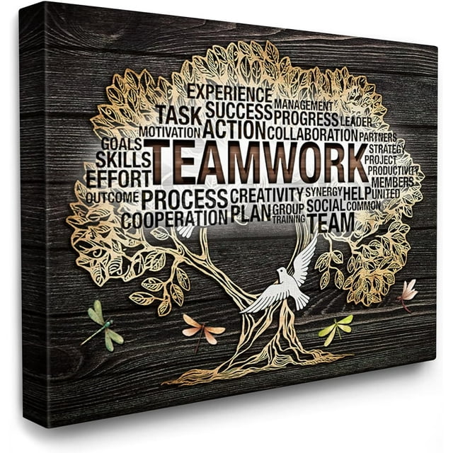 Teamwork Tree Canvas Wall Art for Office Inspirational Painting Office ...